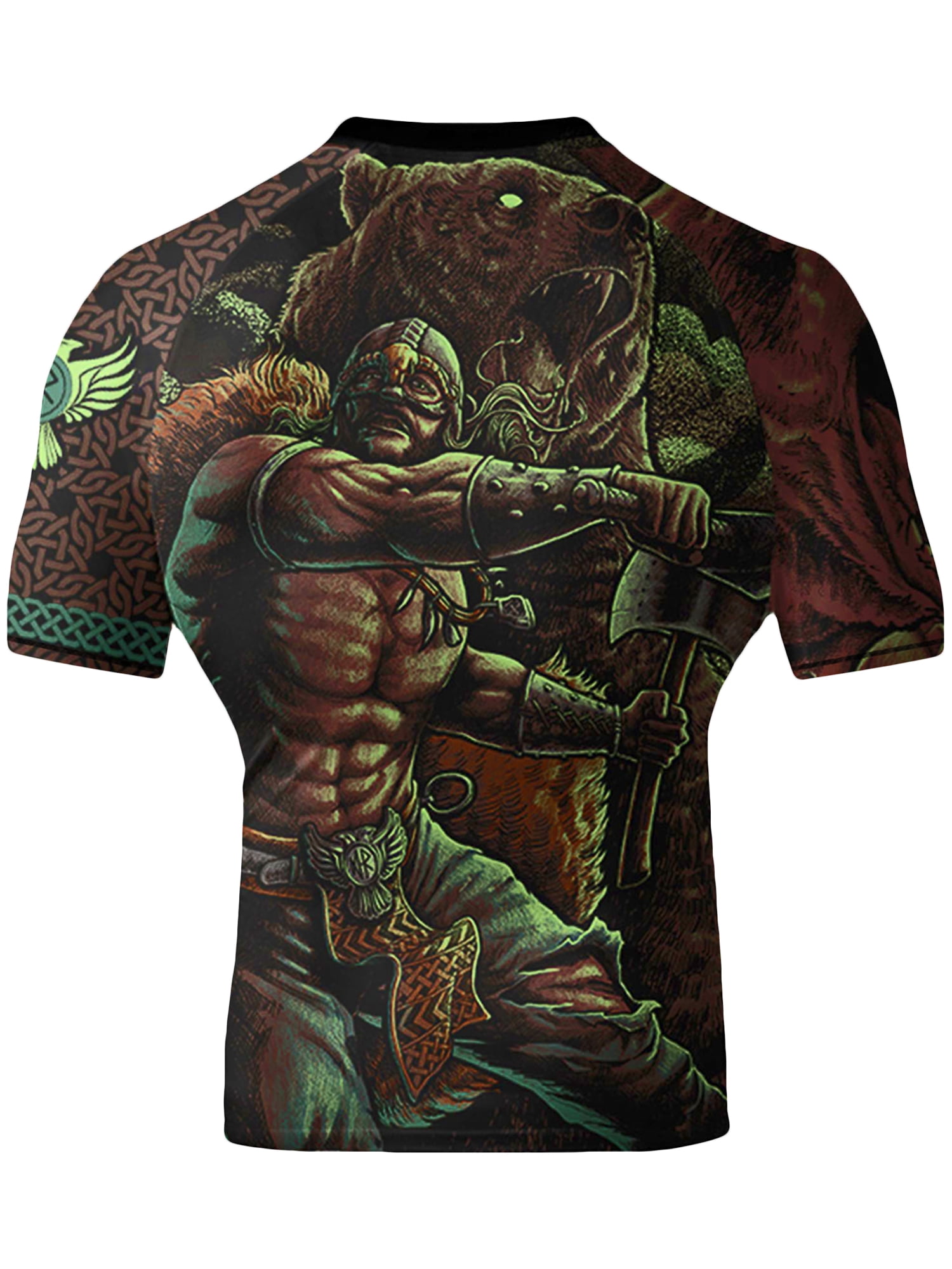 Raven Fightwear Men's Berserker Bear Norse BJJ Rash Guard Short Sleeve ...