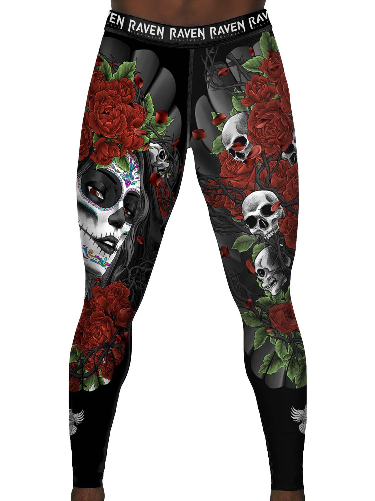 Raven Fightwear Men's Calaveras y Rosas Spats Tights BJJ MMA Black ...