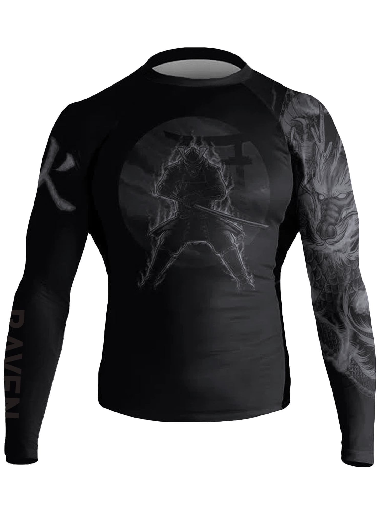 Raven Fightwear Men's Dragon Fire Element BJJ Rash Guard Long Sleeve ...