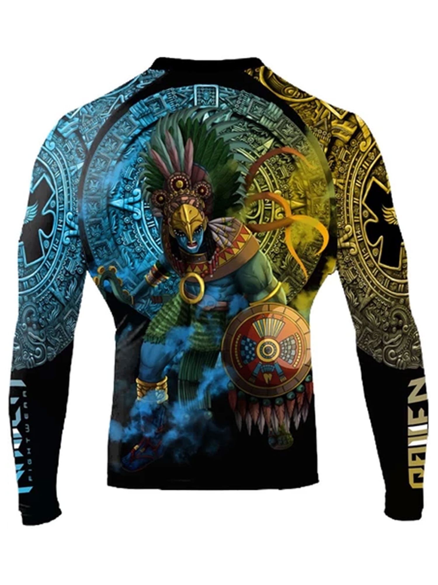 Raven Fightwear Men's Huitzilopochtli Aztec Rash Guard MMA BJJ Black ...