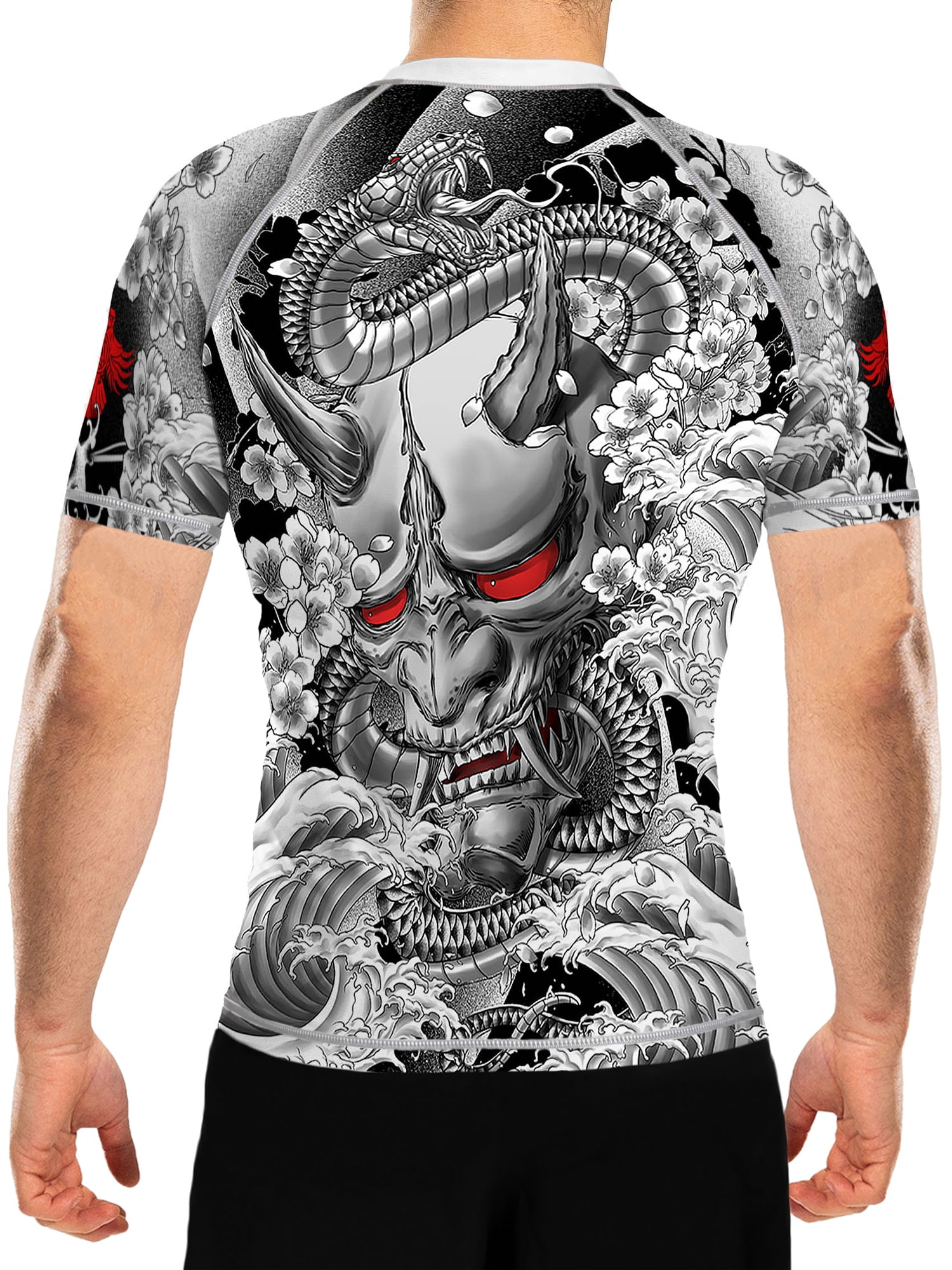 Raven Fightwear Men's Irezumi 3.0 Rash Guard Short Sleeve BJJ MMA White ...