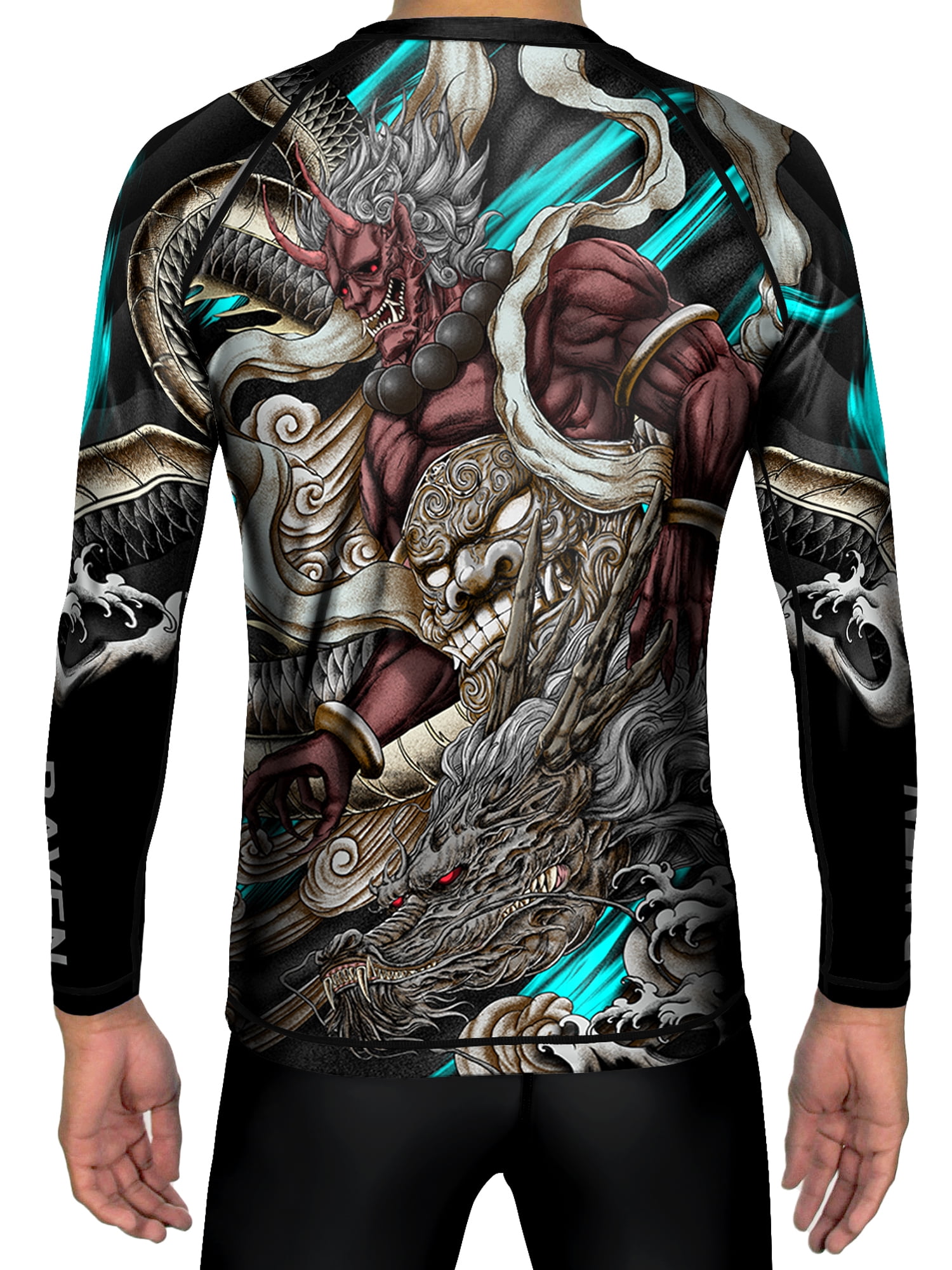Raven Fightwear Men's Oni & Dragon Jiu Jitsu BJJ Rash Guard MMA Black ...