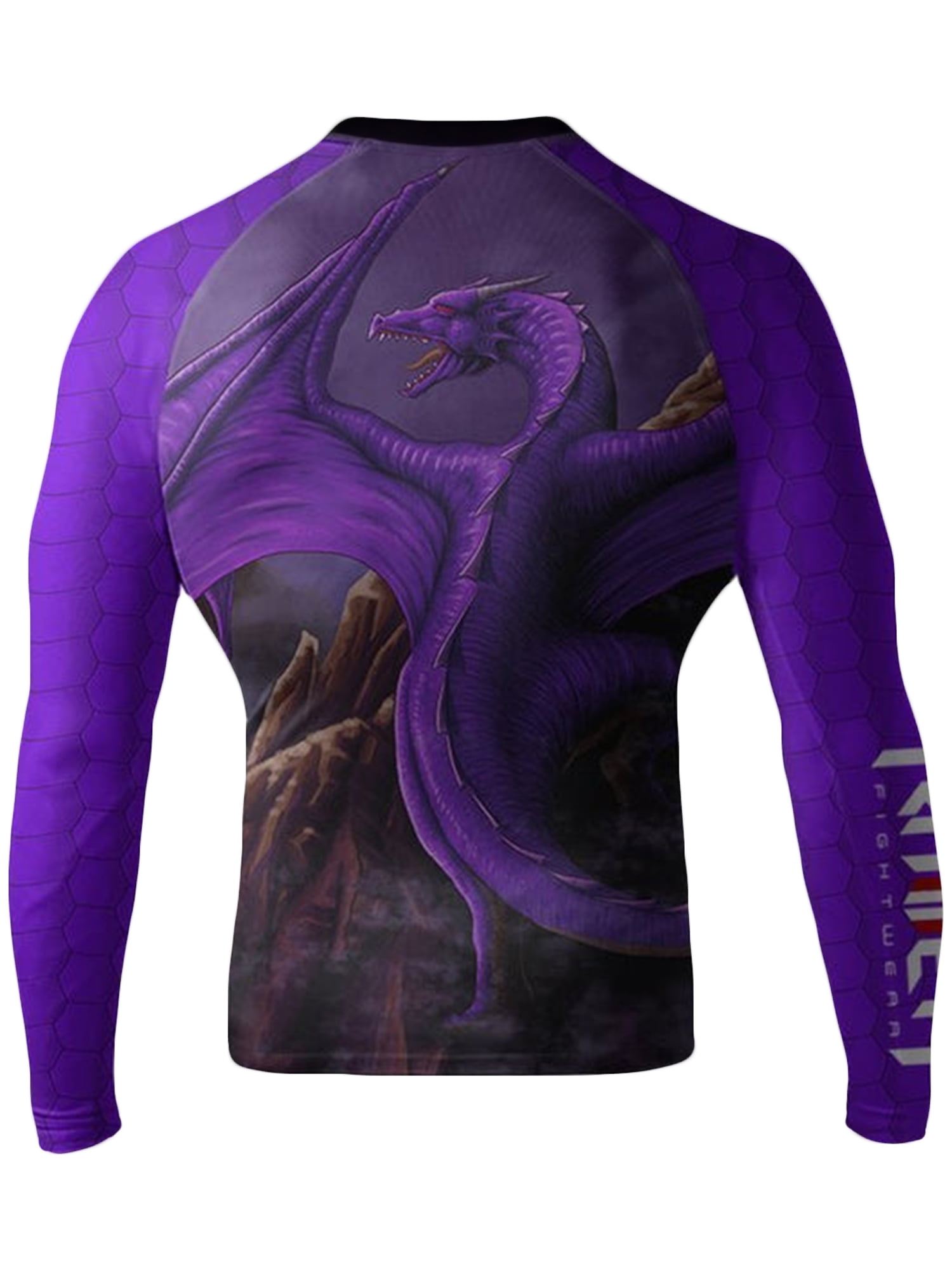 Raven Fightwear Men's Purple Dragon BJJ Jiu Jitsu Rash Guard MMA ...