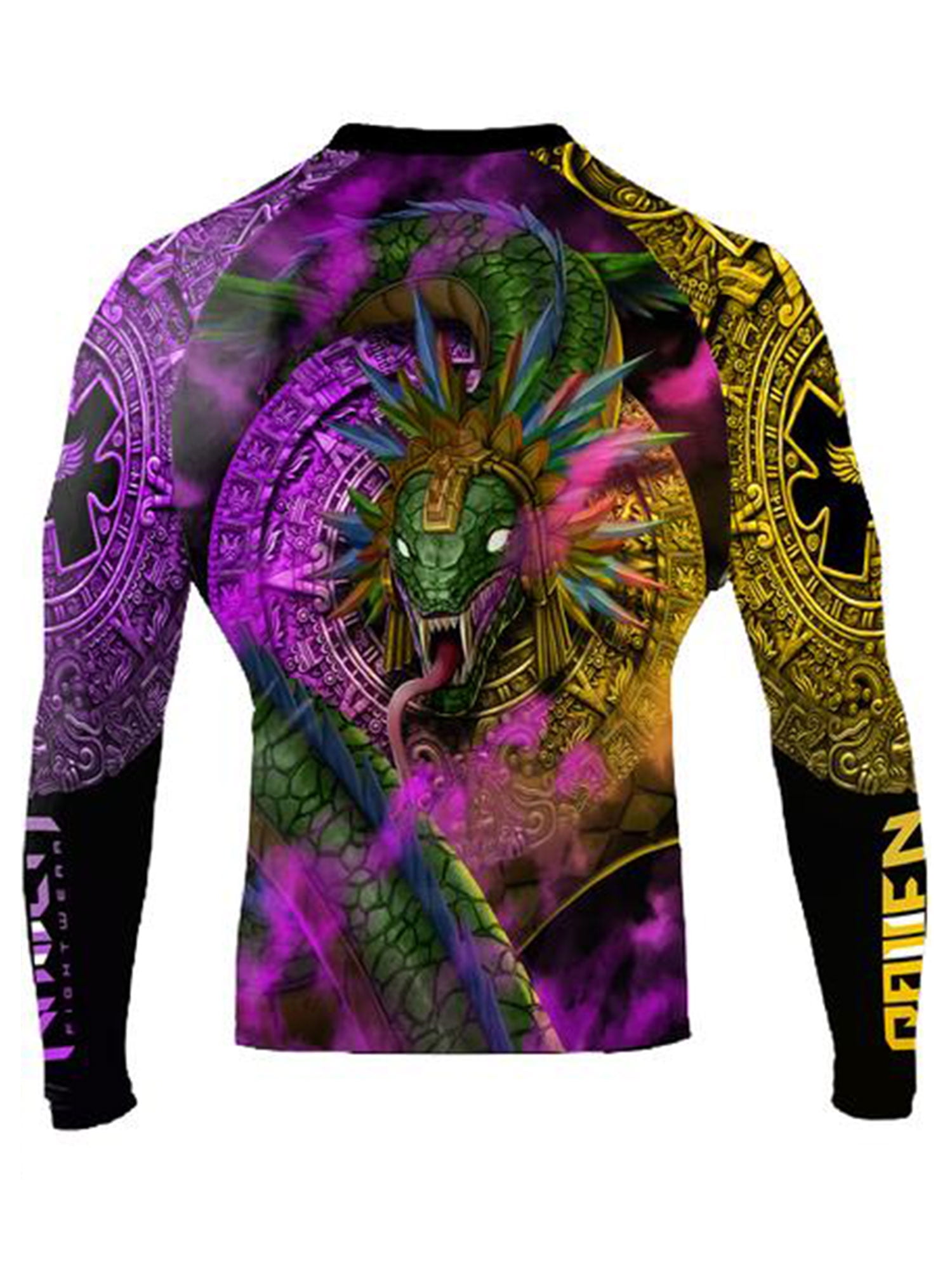 Raven Fightwear Men's Quetzalcoatl Aztec Rash Guard MMA BJJ Black ...
