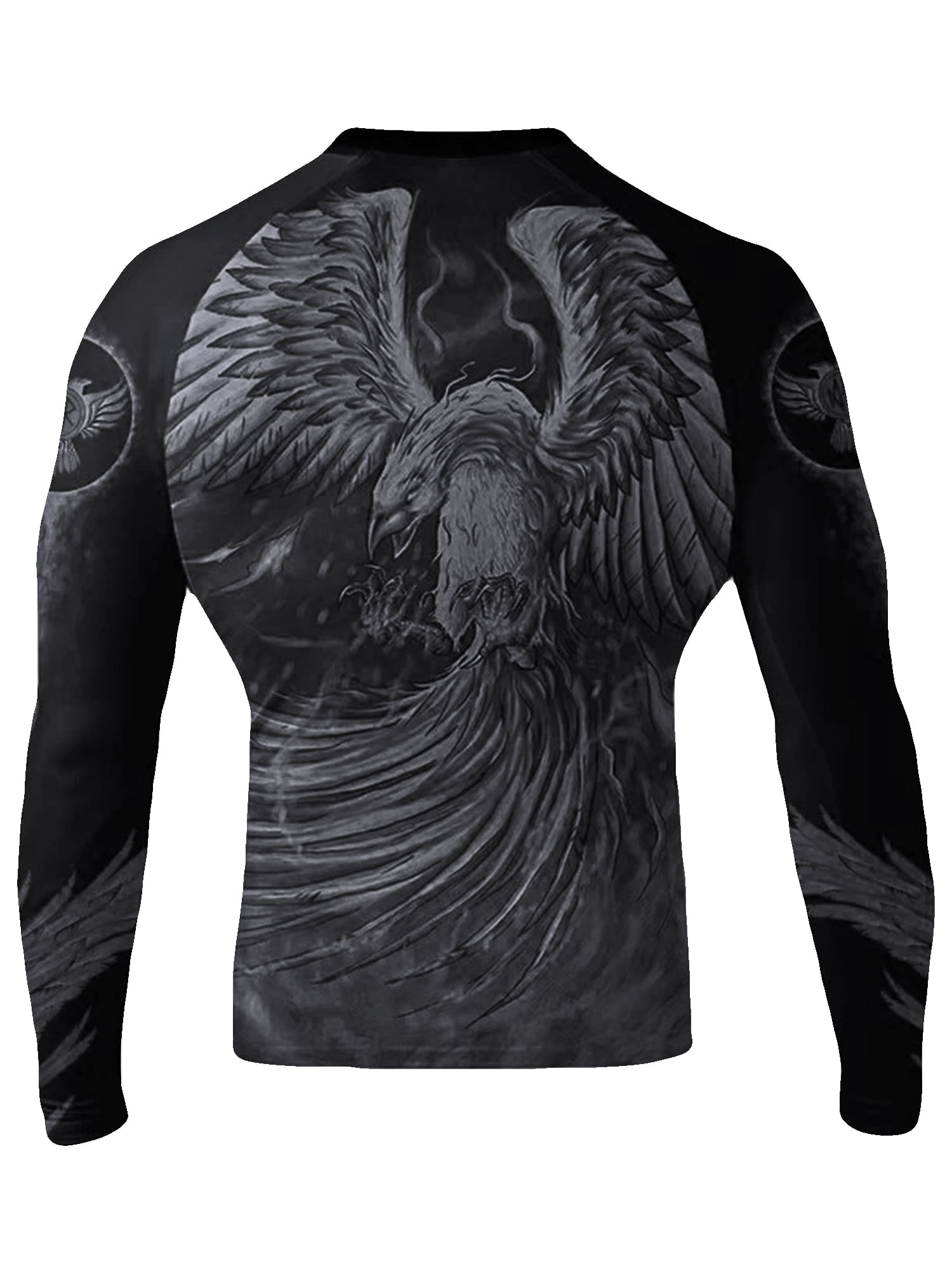Raven Fightwear Men's The Phoenix Fire BJJ Rash Guard Long Sleeve MMA ...