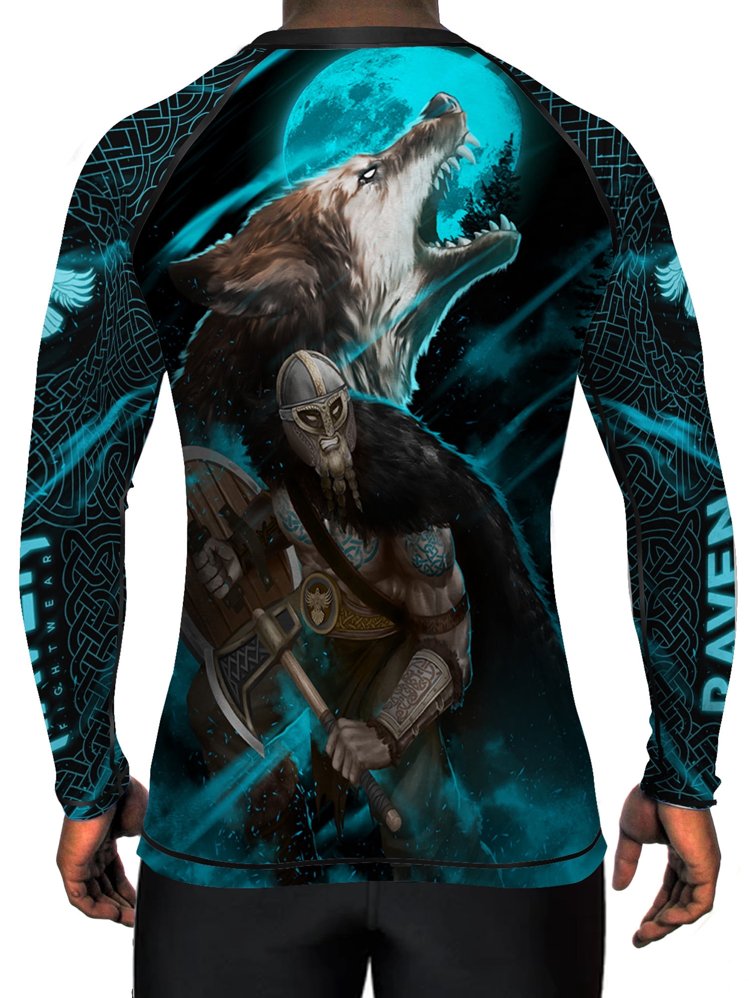 Raven Fightwear Men's Ulfhedinn 2.0 Wolf BJJ Rash Guard MMA Black Large ...