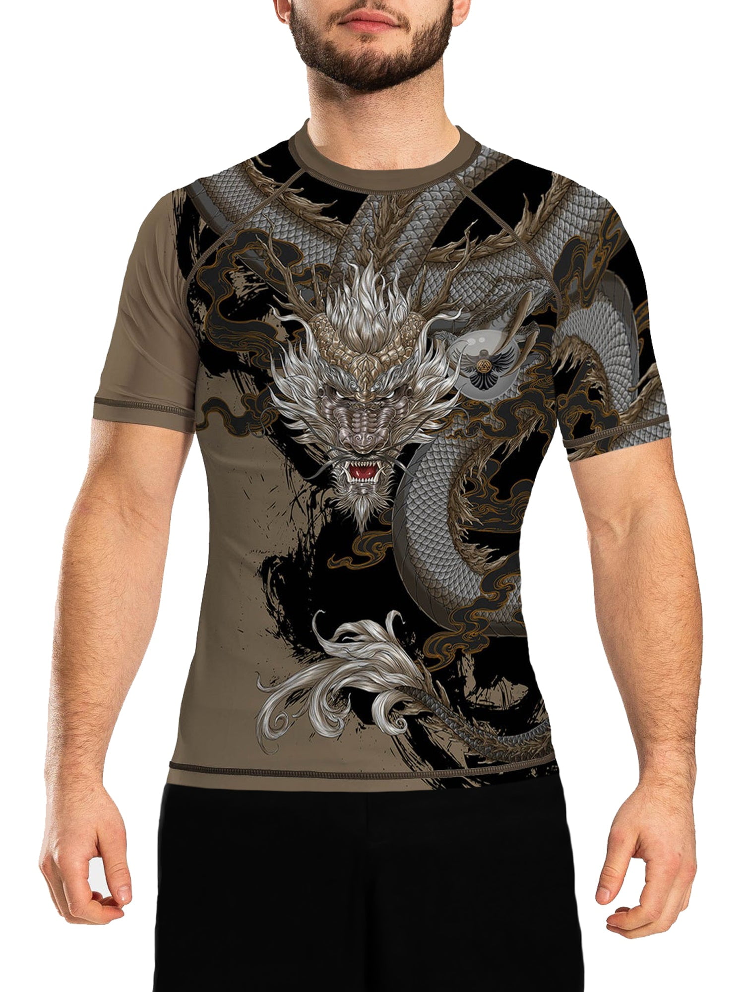 Raven Fightwear Men's Year of the Dragon Rash Guard Short Sleeve BJJ ...