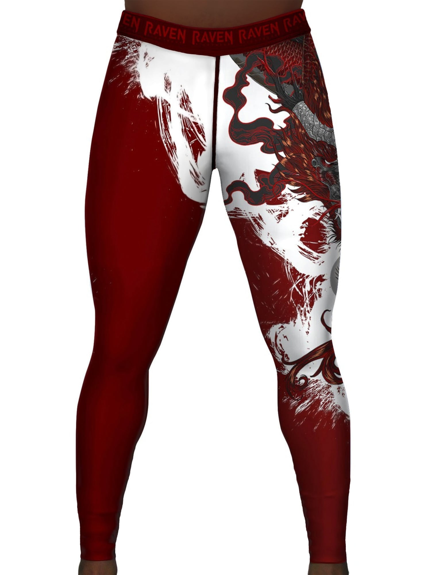 Raven Fightwear Men's Year of the Dragon Spats Tights BJJ MMA Red ...