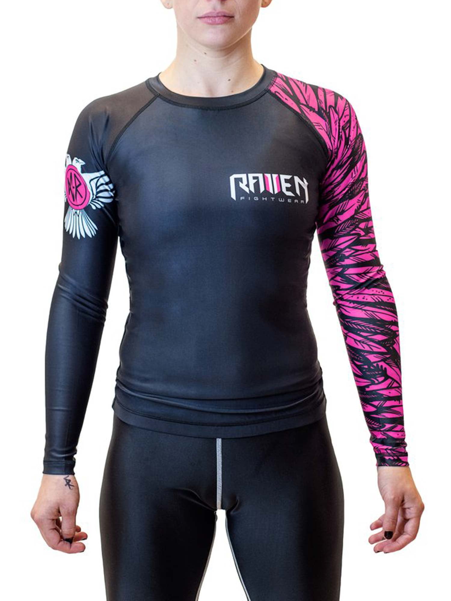 Raven Fightwear Women's Aerial Assault Rash Guard MMA BJJ Black/Pink ...