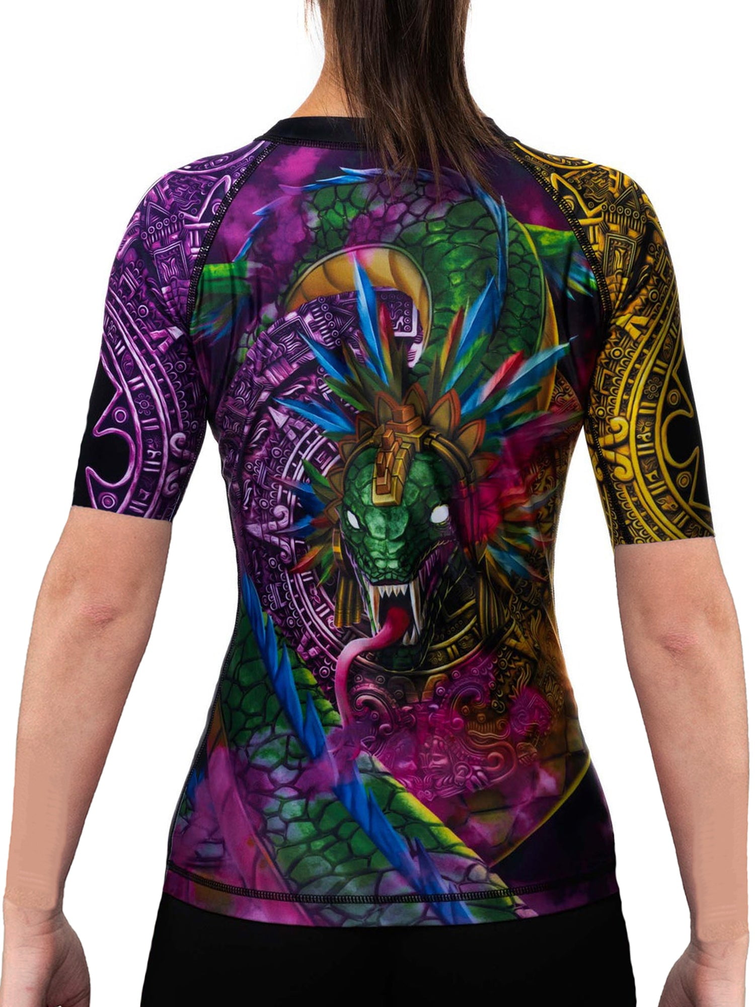 Raven Fightwear Women's Aztec Quetzalcoatl Rash Guard Short Sleeve BJJ ...