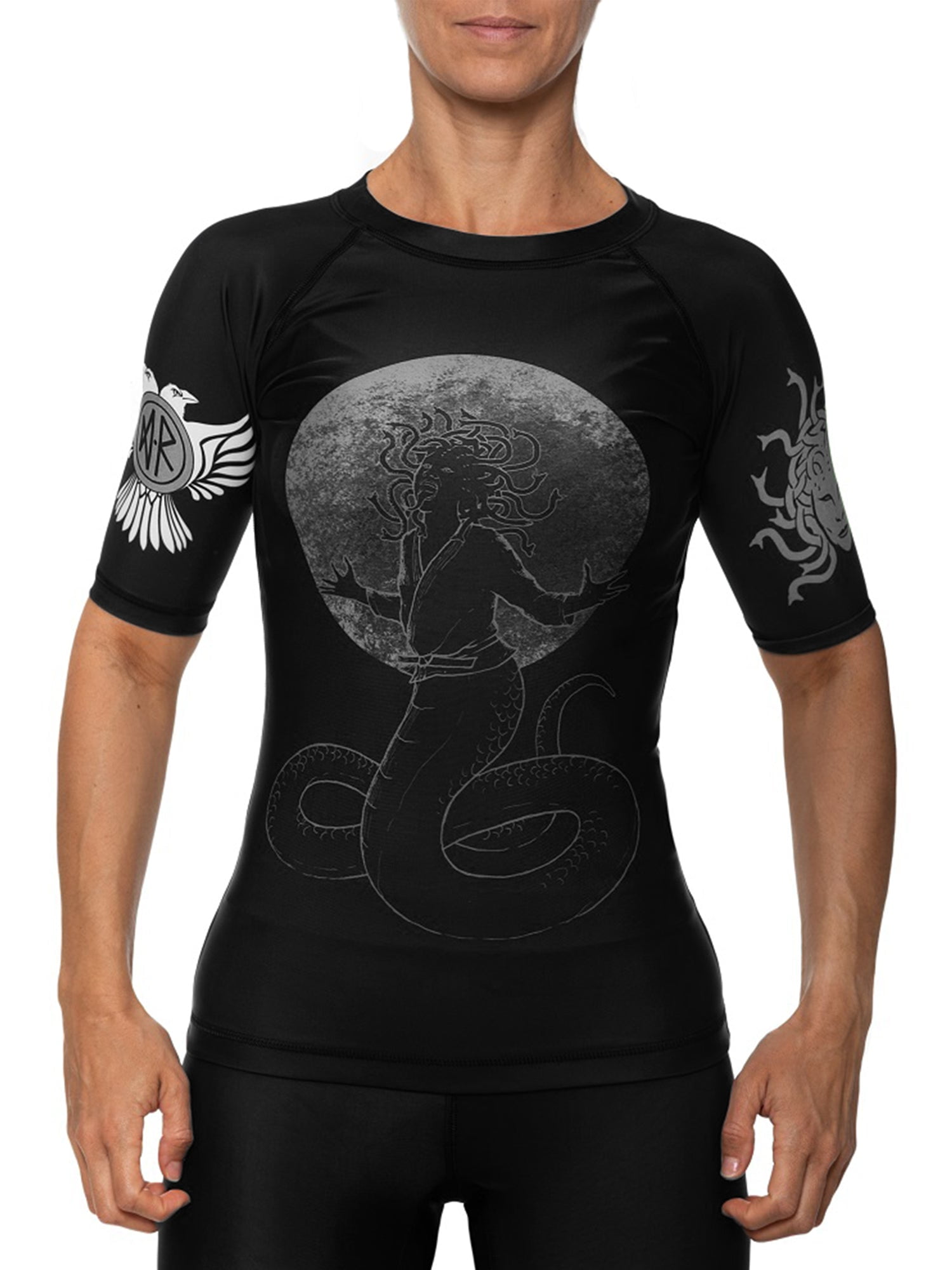 Raven Fightwear Women's BJJ Horror Medusa Rash Guard Short Sleeve MMA ...