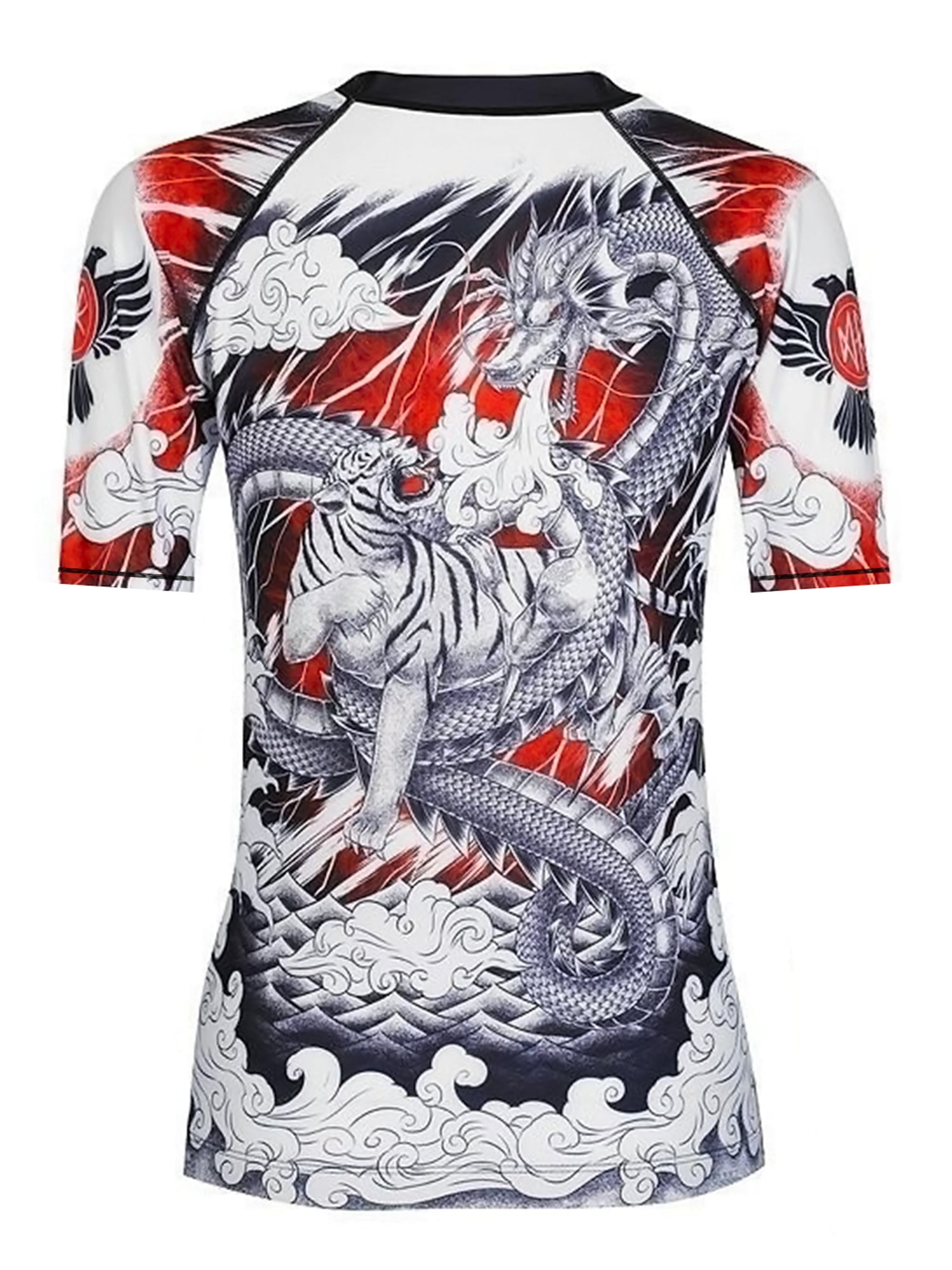 Raven Fightwear Women's Dragon and Tiger BJJ Rash Guard Short Sleeve ...