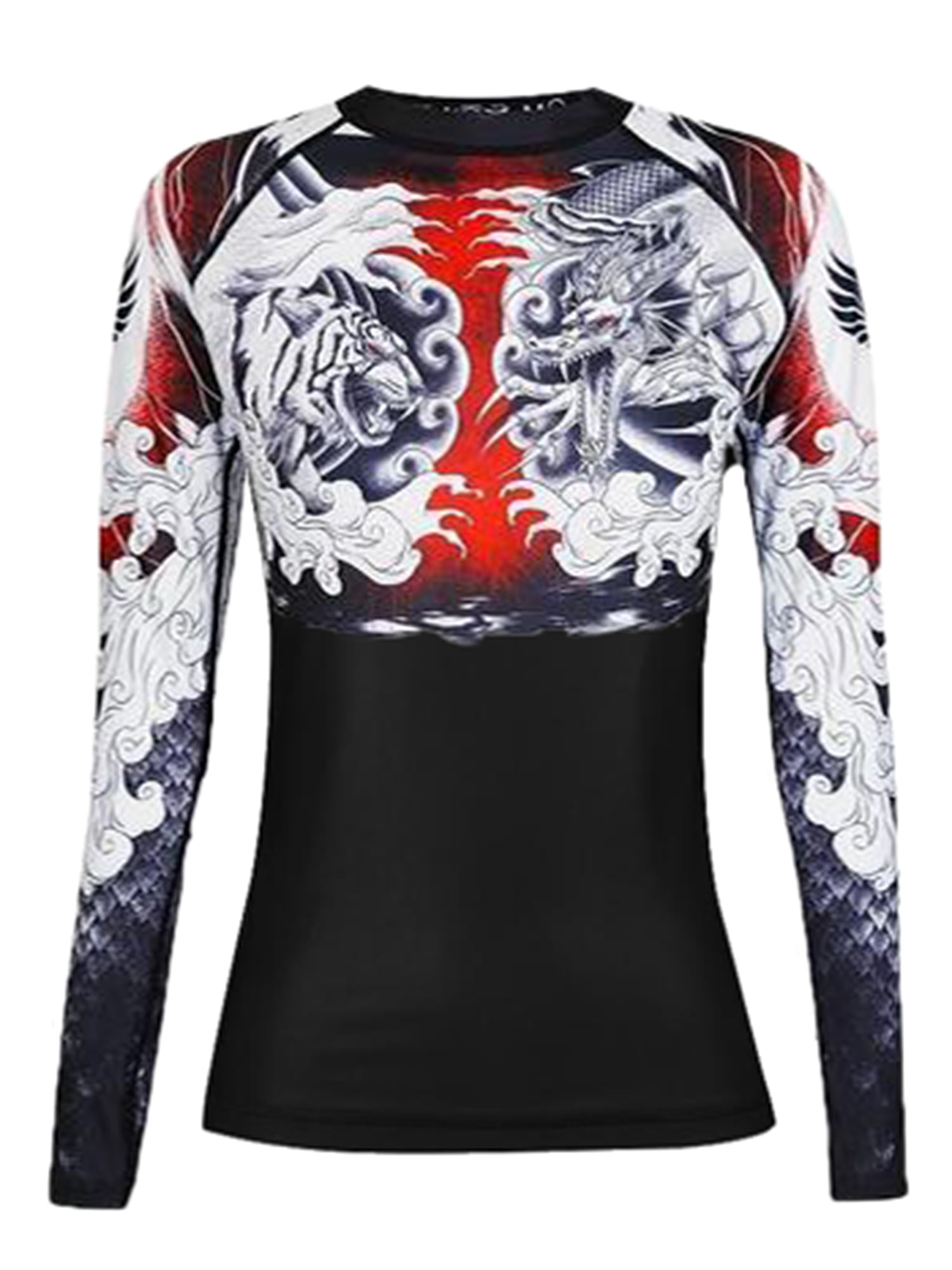 Raven Fightwear Women's Dragon and Tiger Rash Guard BJJ MMA Black ...