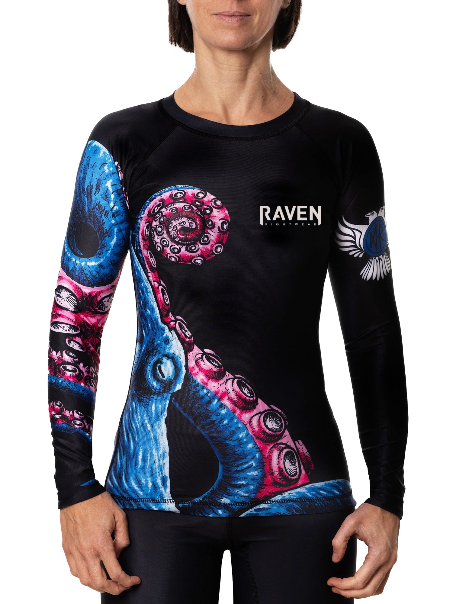 Raven Fightwear Women's Kraken Octopus BJJ Rash Guard MMA Red/White ...