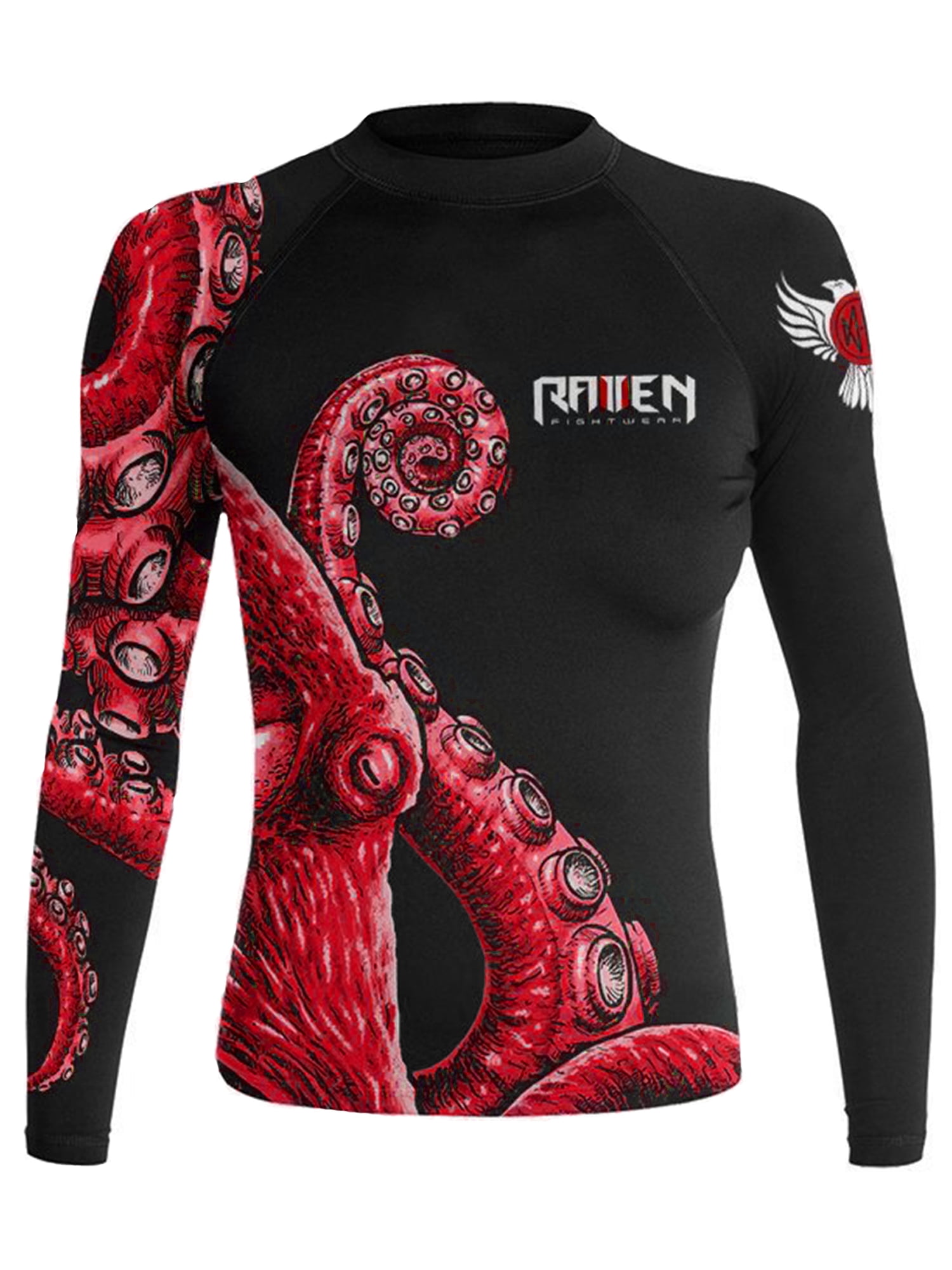 Raven Fightwear Women's Kraken Octopus Rash Guard MMA BJJ Black/Red ...
