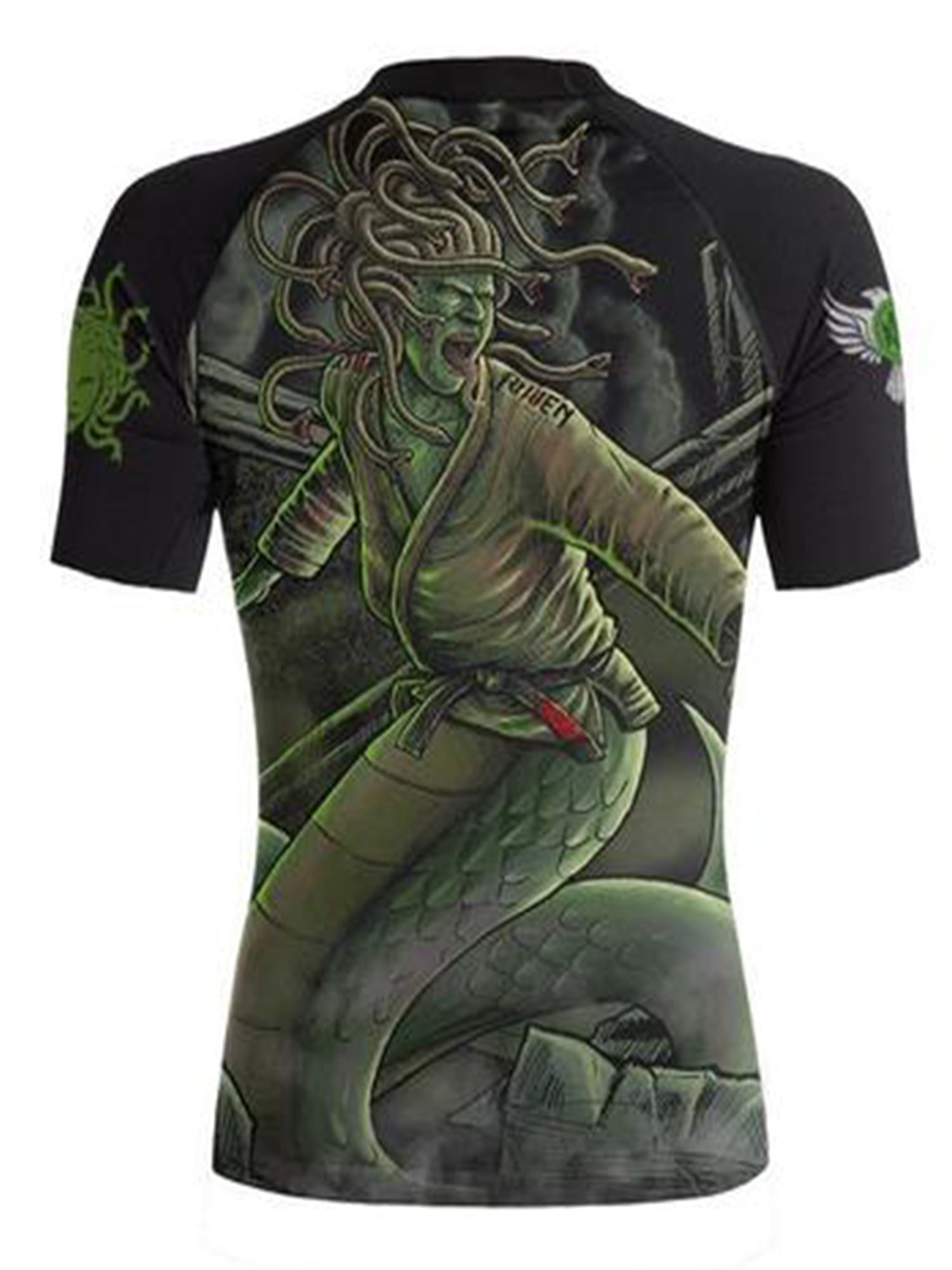 Raven Fightwear Women's Medusa MMA BJJ Short Sleeve Rash Guard Black ...
