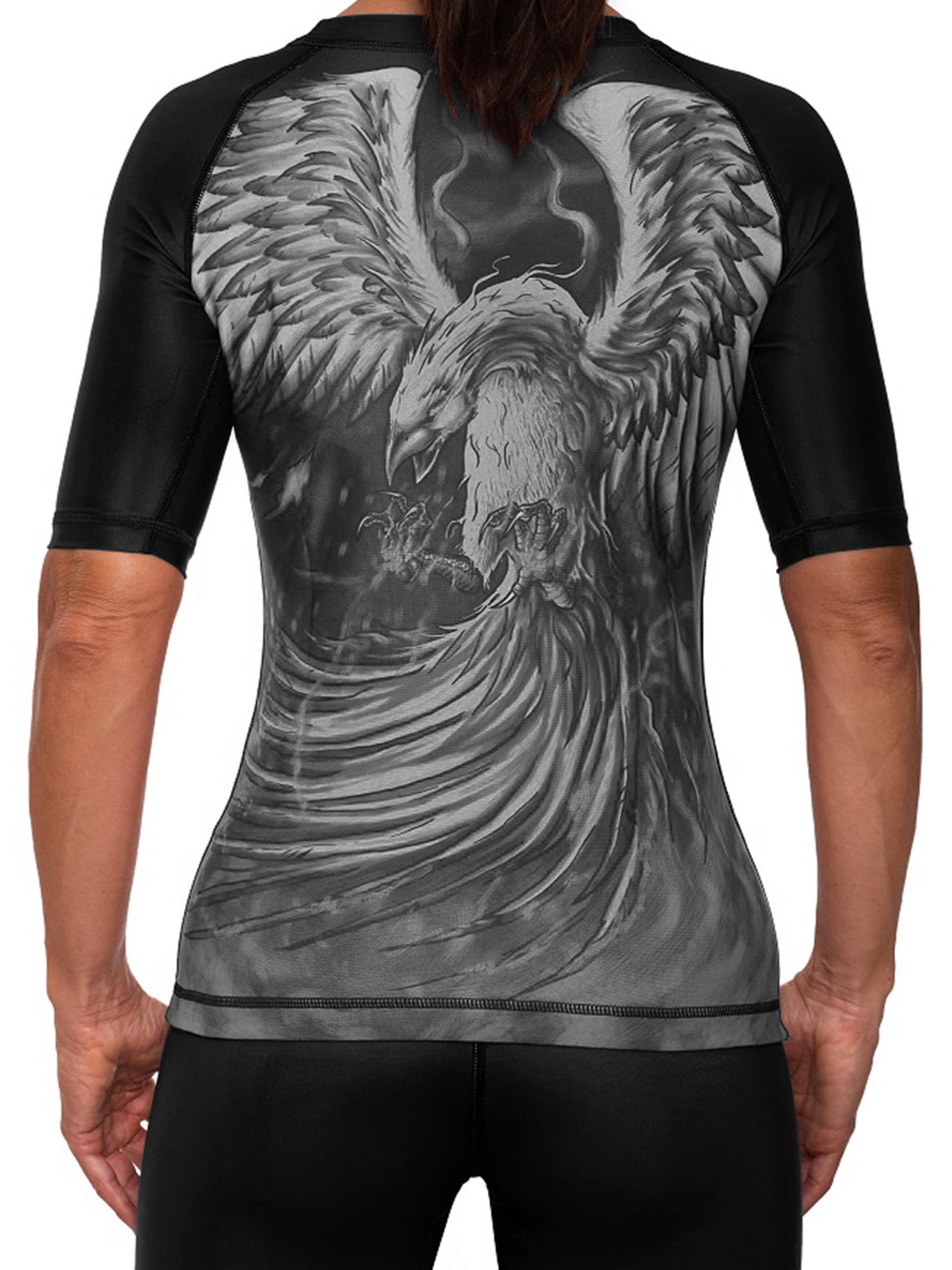 Raven Fightwear Women's Phoenix BJJ Rash Guard Short Sleeve MMA Black ...