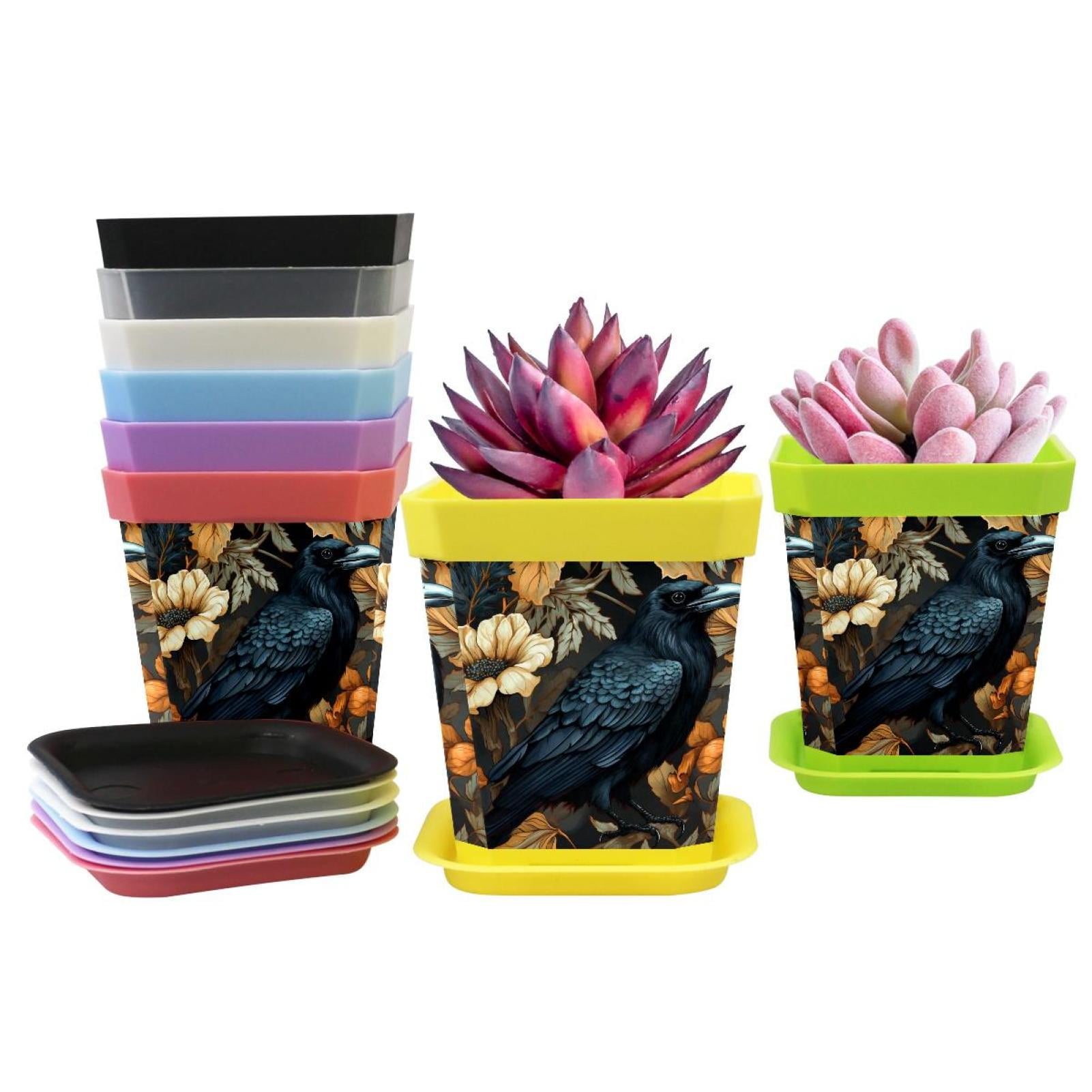 Raven Flowers Pretty 8 PCS Plant Pot, Plastic Flower Pots with Drainage ...