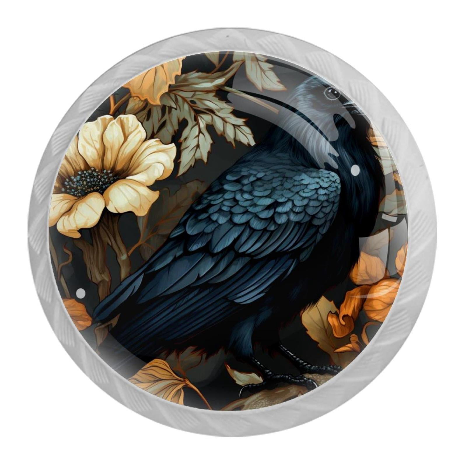 Raven Flowers Pretty Drawer Knobs, 4 Piece Set Decorative Kitchen Knobs ...