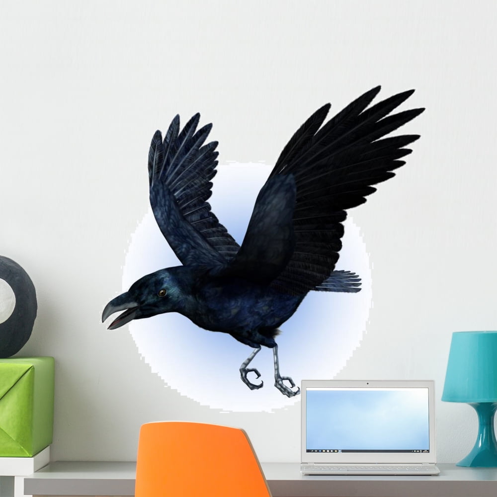 Raven Flying Wall Mural Decal by Wallmonkeys Vinyl Peel and Stick ...