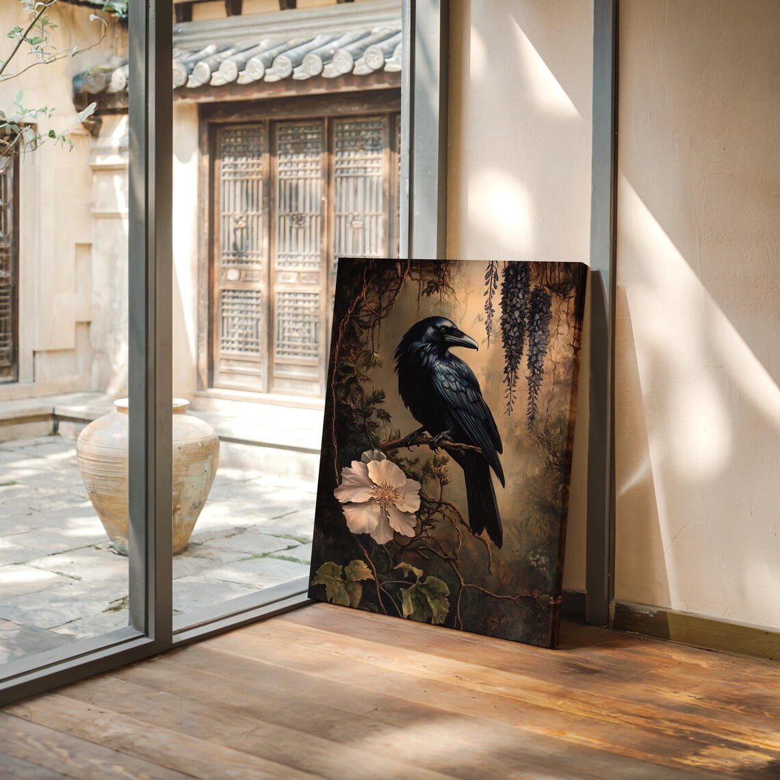 Raven - Gothic Crow - Dark Academia Bird Print - Vintage Raven Painting ...
