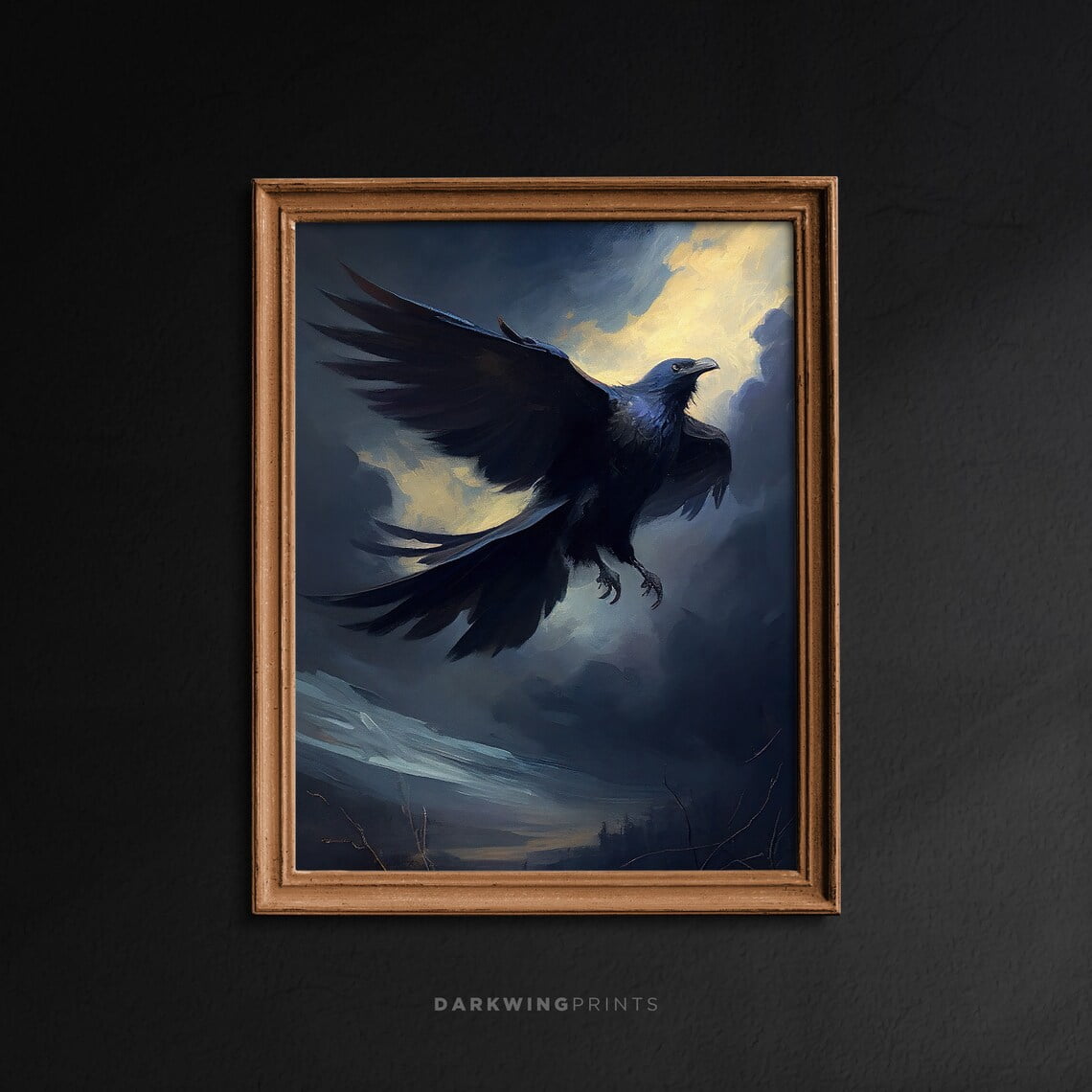 Raven In The Sky, Dark Academia Print, Moody Gothic Wall Art, Antique ...