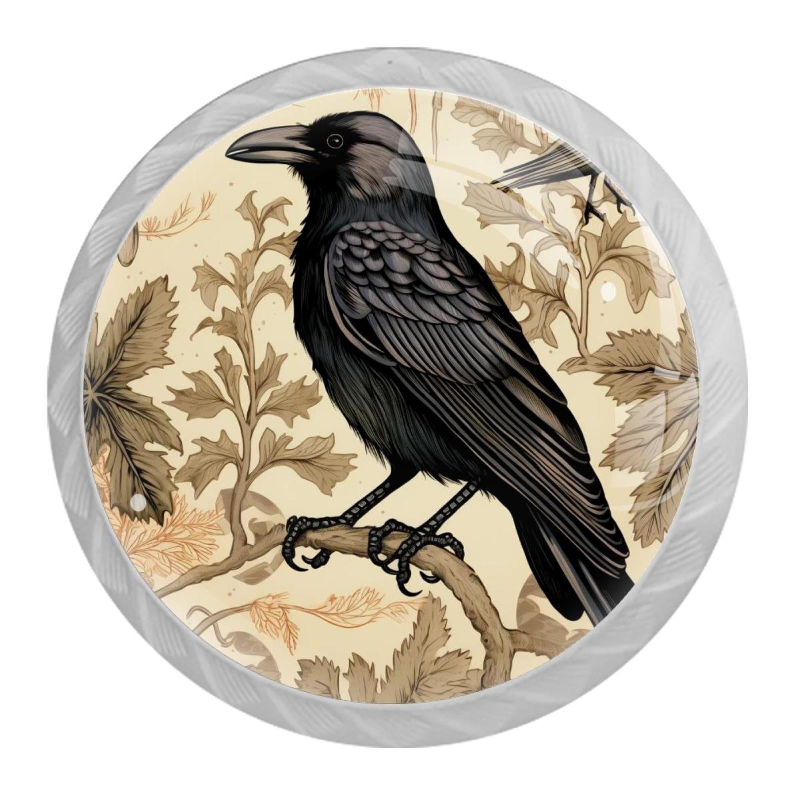 Raven Leaves Pattern Custom Drawer Knobs - Cabinet Knobs ABS Glass ...