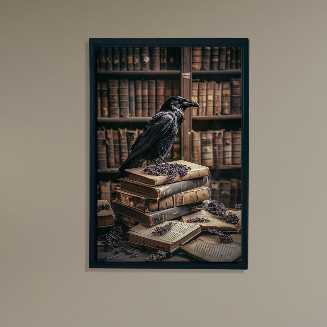 Raven Library Wall Art, Gothic Bird Poster, Dark Academia Decor ...