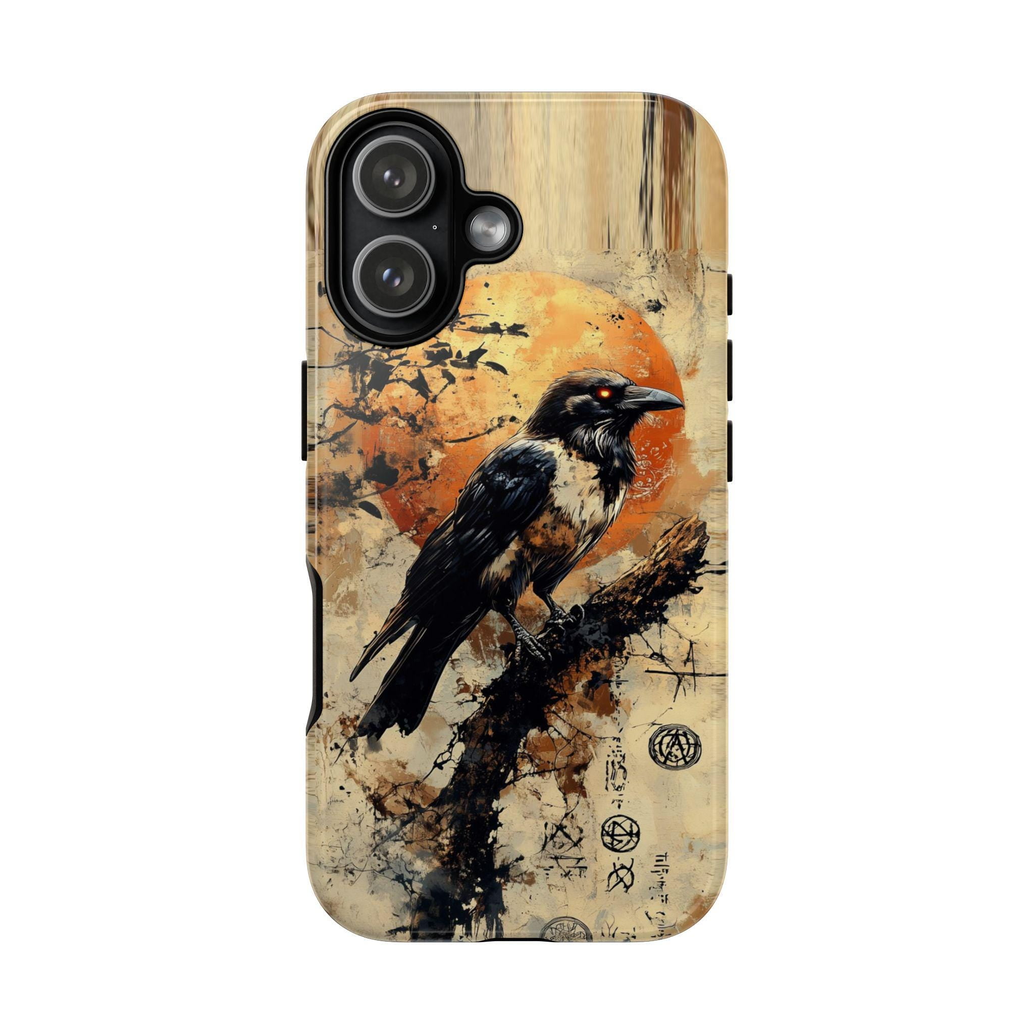 Raven Red Moon Phone Case Gothic Crow Mystic Art for iPhone 17 16 15 14 ...