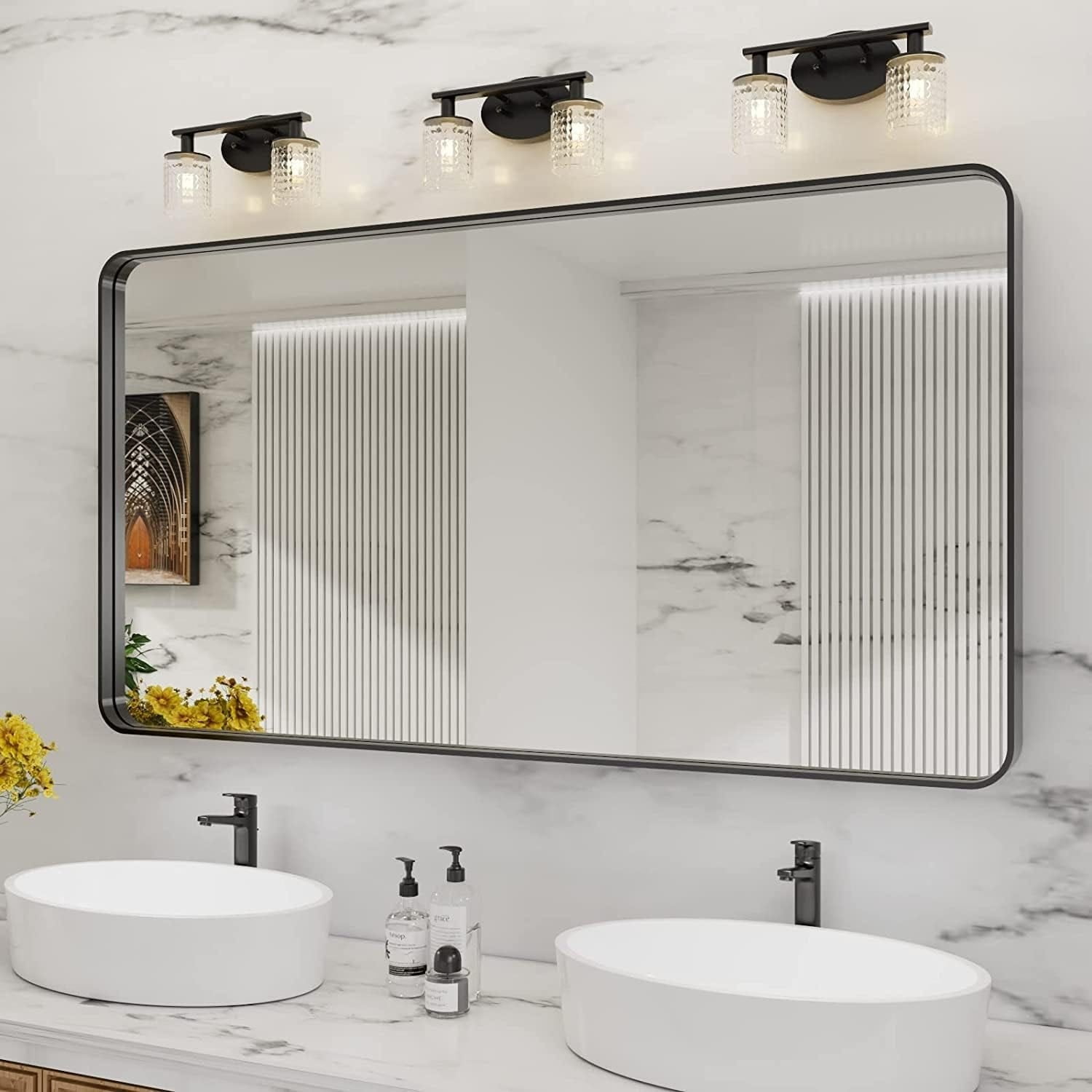 Dyconn Faucet Raven Rectangular Metal Framed Wall Mounted LED Bathroom ...