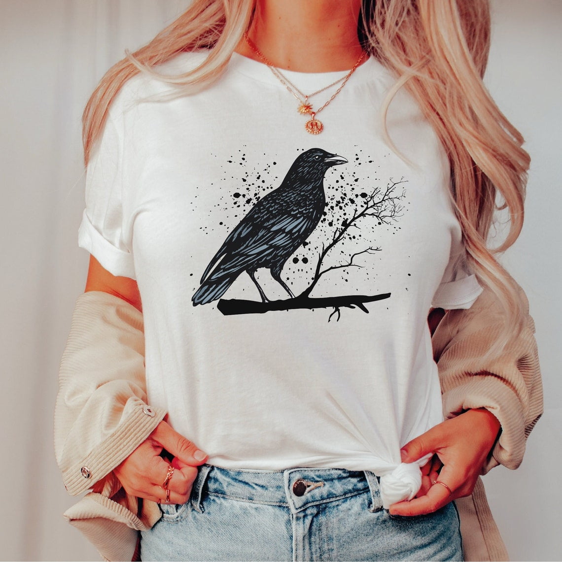 Raven Shirt, Compass Shirt, Crow Tee, Raven In The Sky Shirt, Raven ...