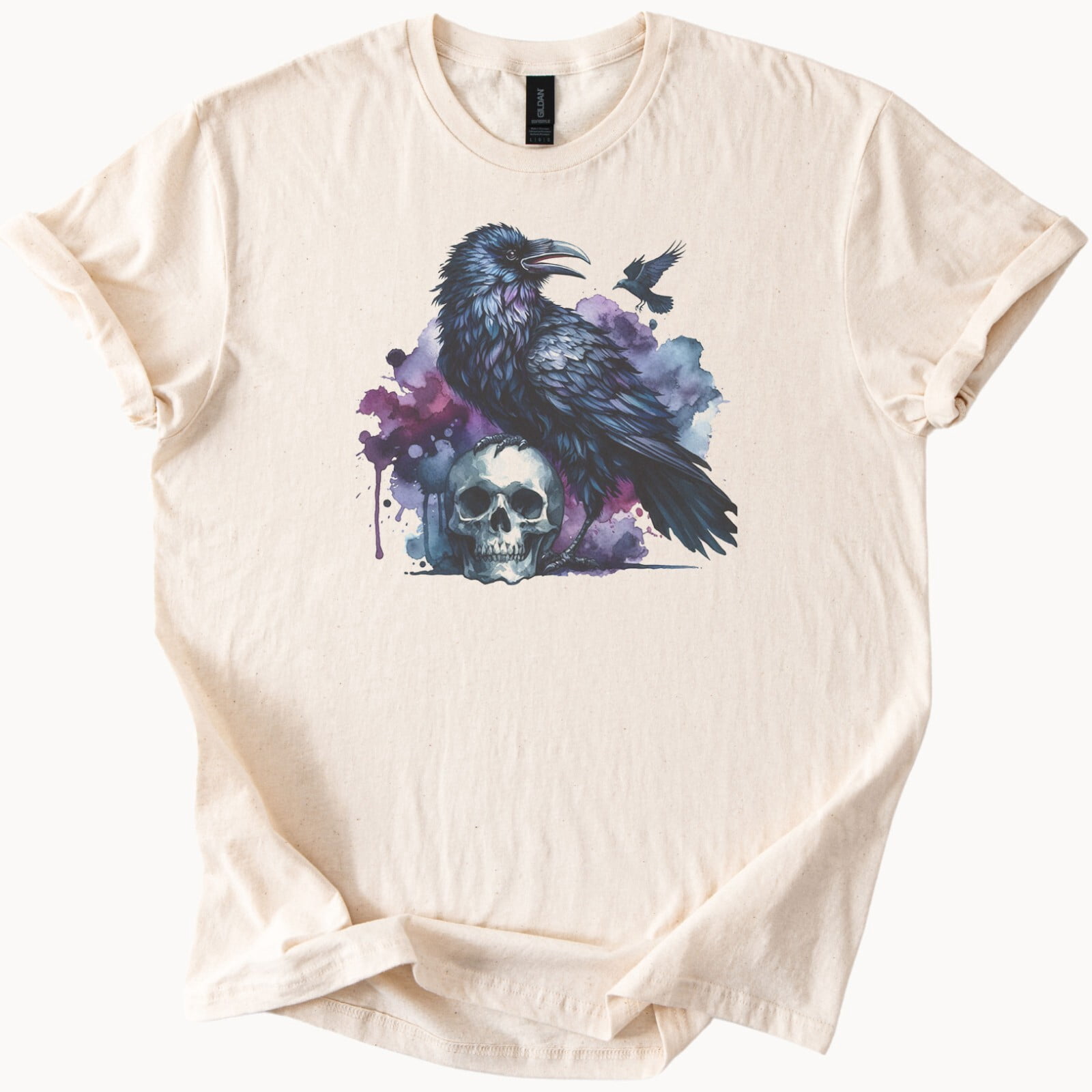 Raven Skull Gothic Crow Art T-Shirt - Walmart.com