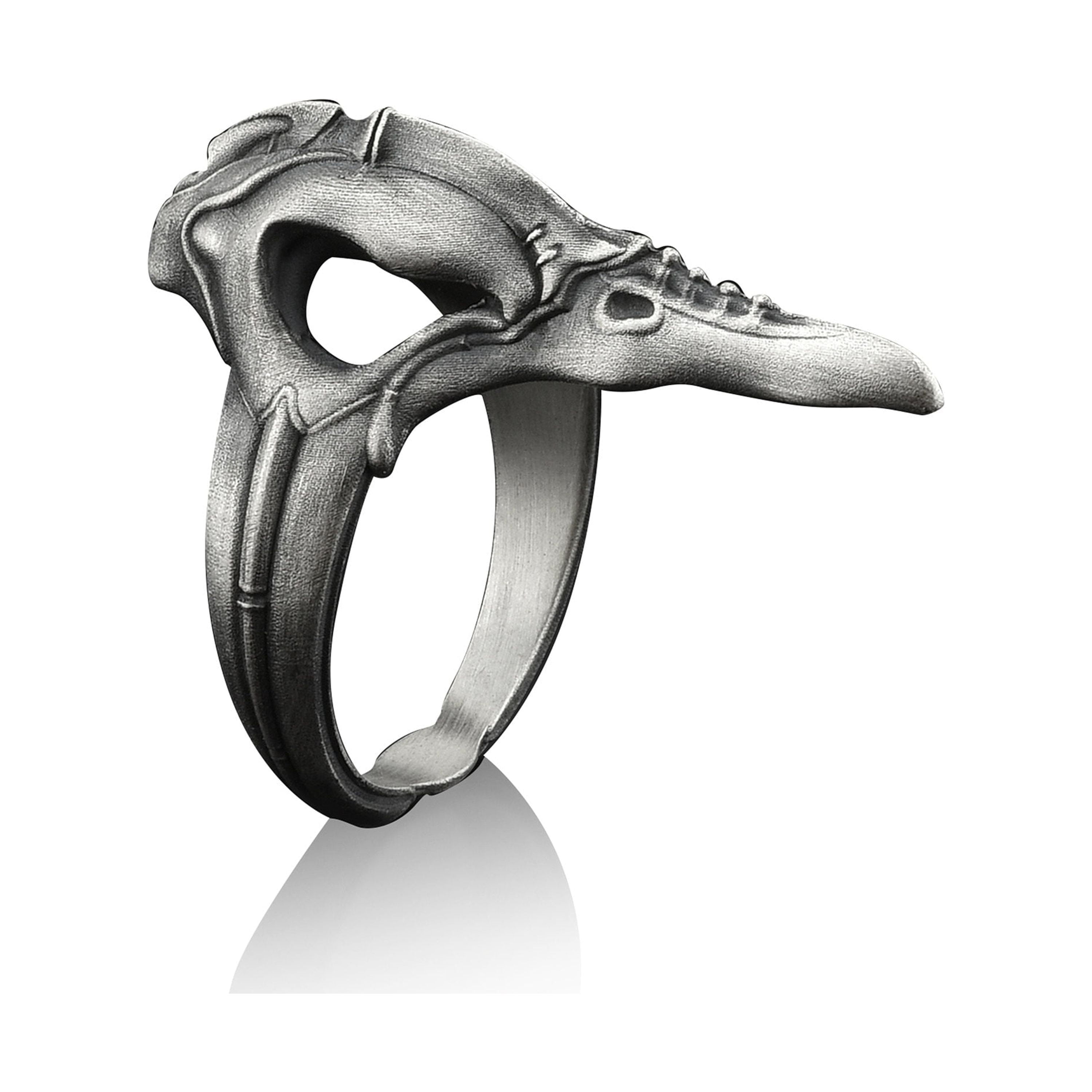Raven Skull Handmade Sterling Silver Men Signet Ring, Black Bird Unique ...
