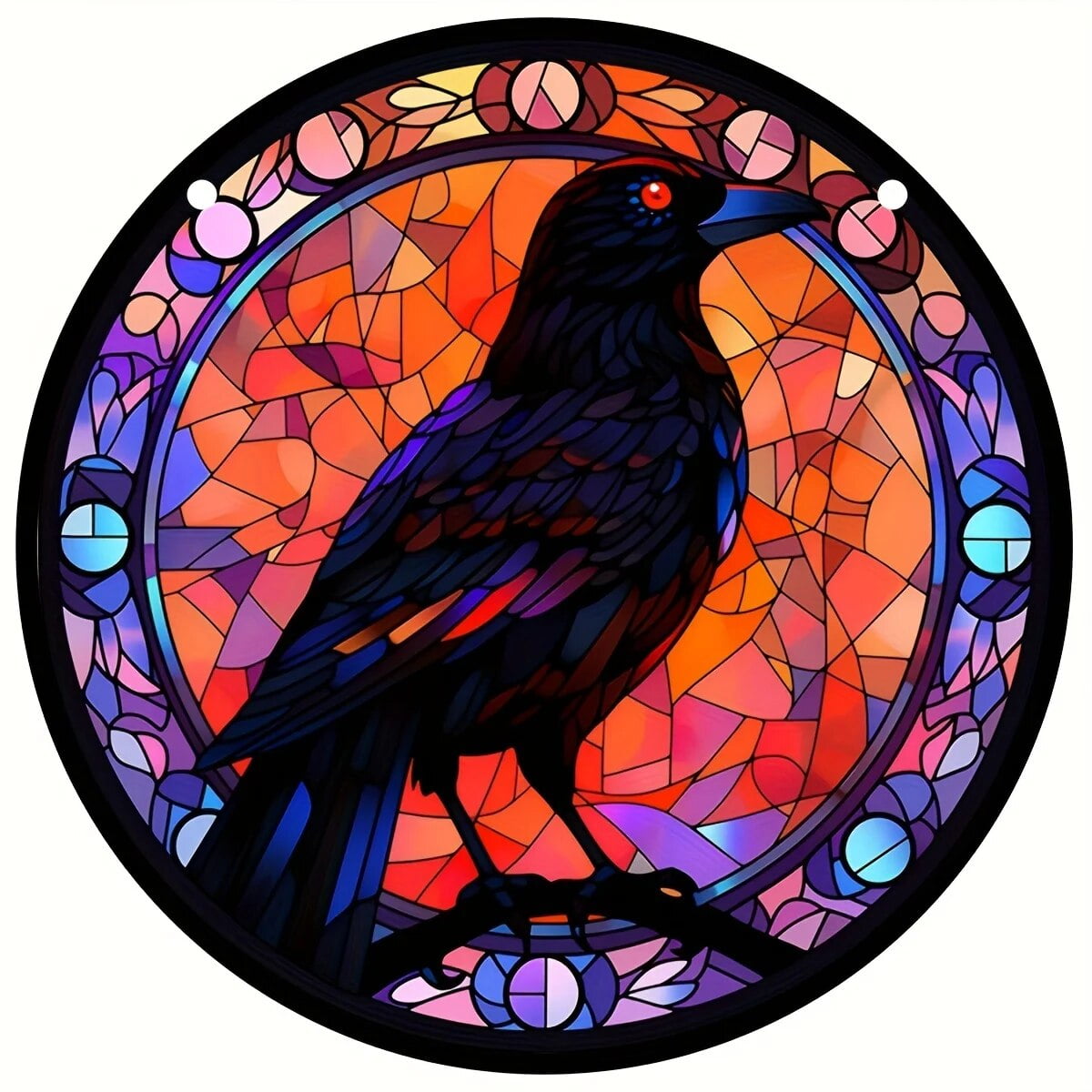 Raven Stained Window Hangings Crow Decorations for Halloween Bird ...