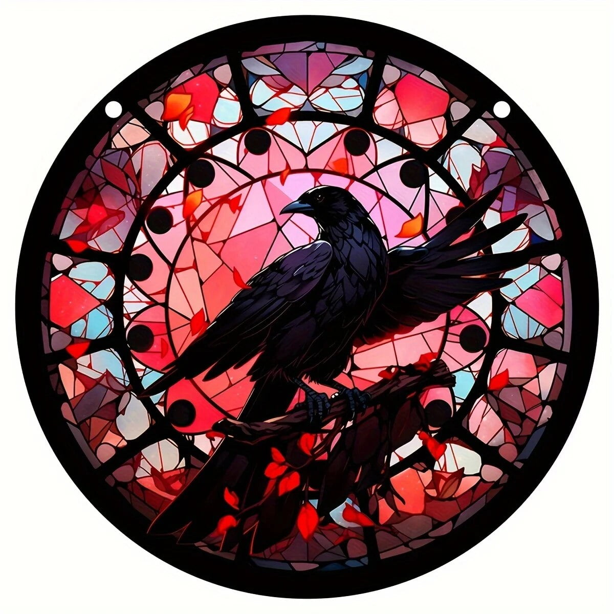 Raven Stained Window Hangings Crow Decorations for Halloween Bird ...