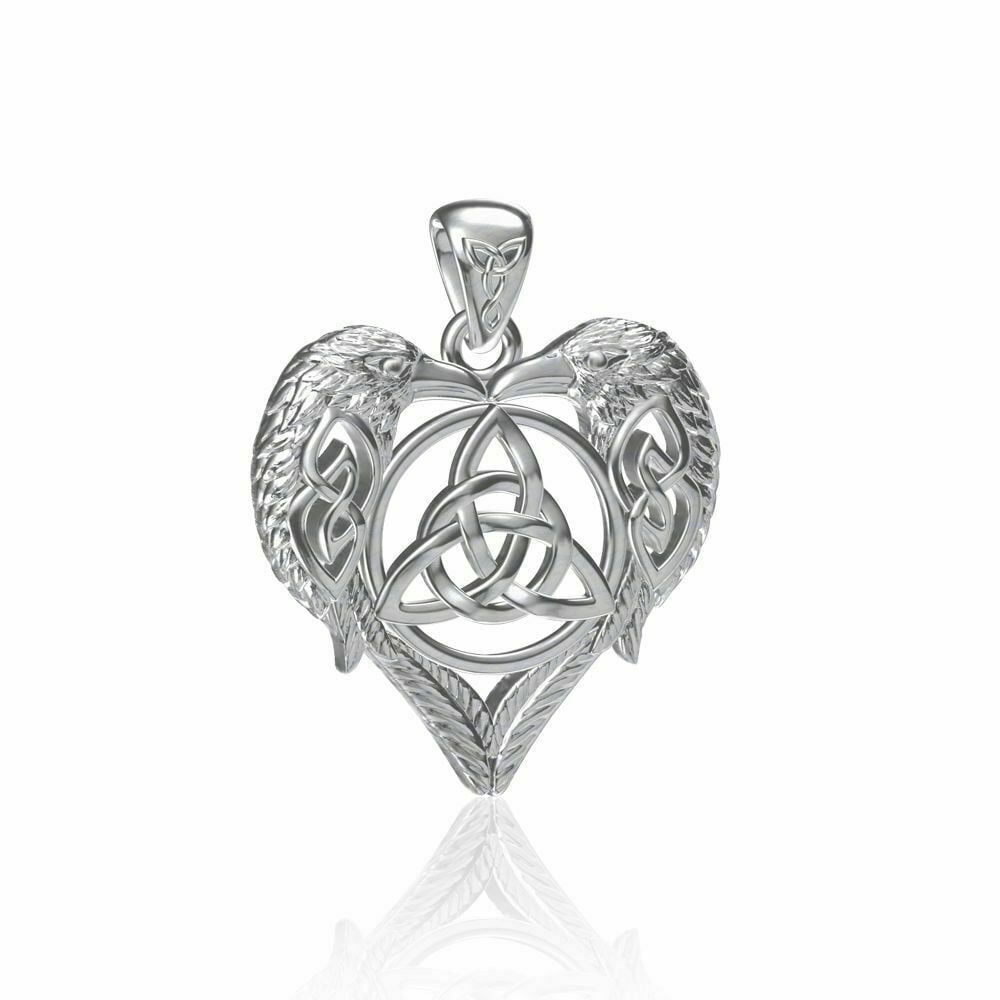 Raven Triquetra Celtic Pendant Heart 925 Sterling Silver Animal Totem ...