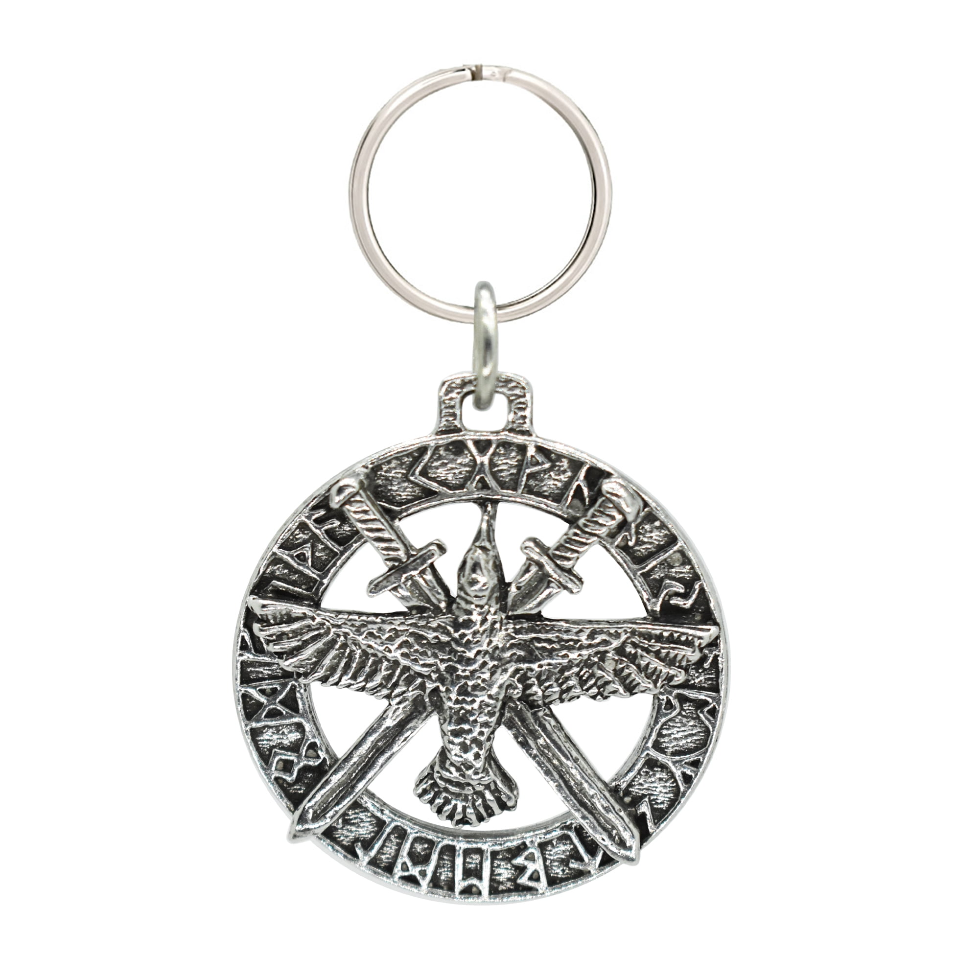 Raven W/Swords In Runes Keychain, G018KC, 1 3/4 inch, Pewter, Key Fob ...