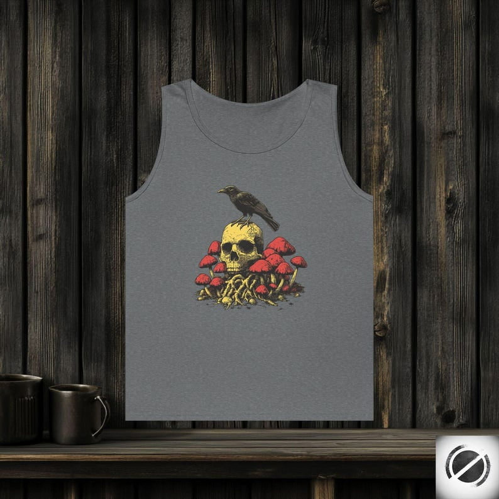 Raven and Skull Tank Top, Gothic Mushroom Crow Shirt, Witchcore Forest ...