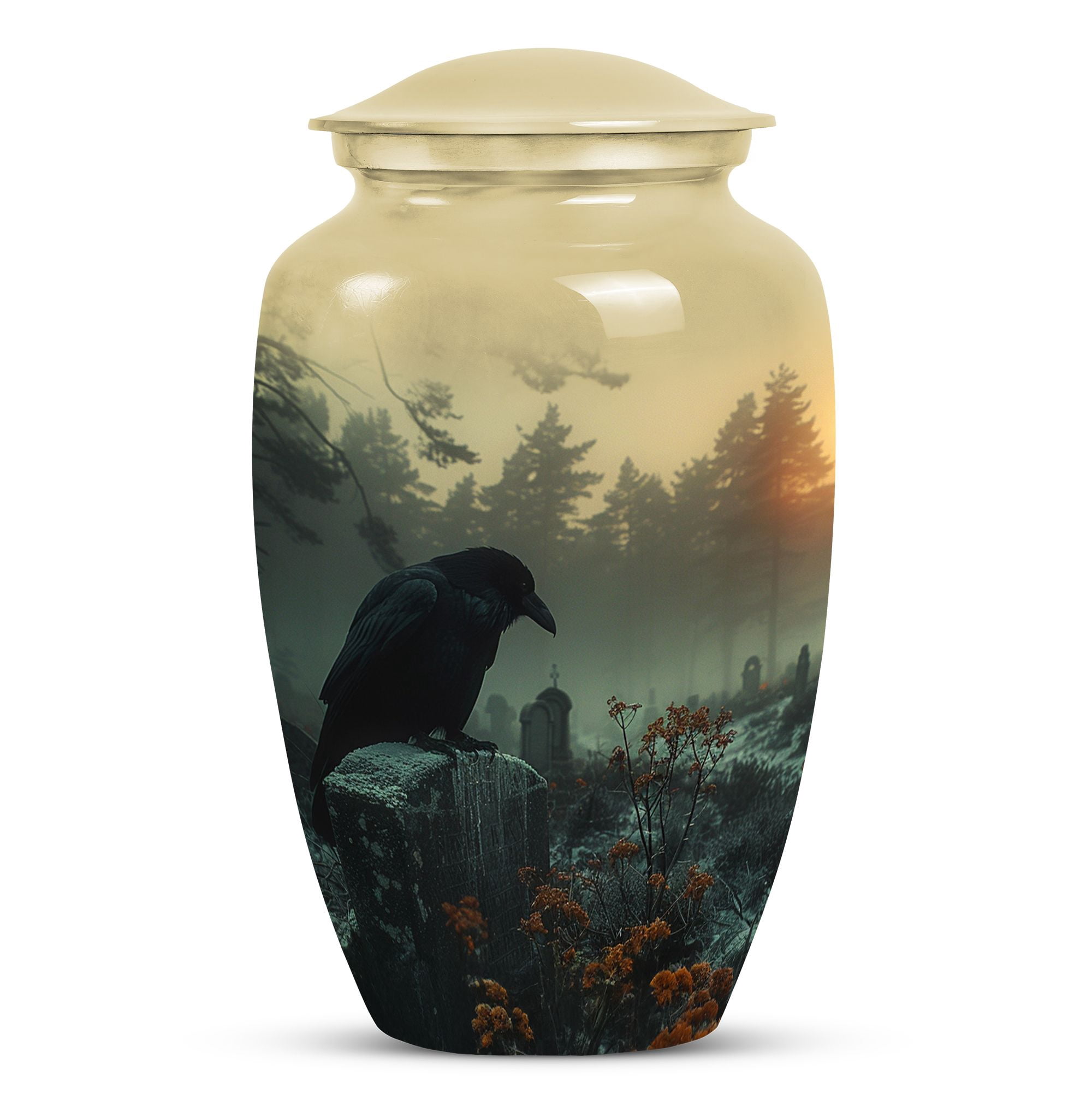 Raven's Silent Watch - Elegant Large Cremation Urn For Adult Male ...