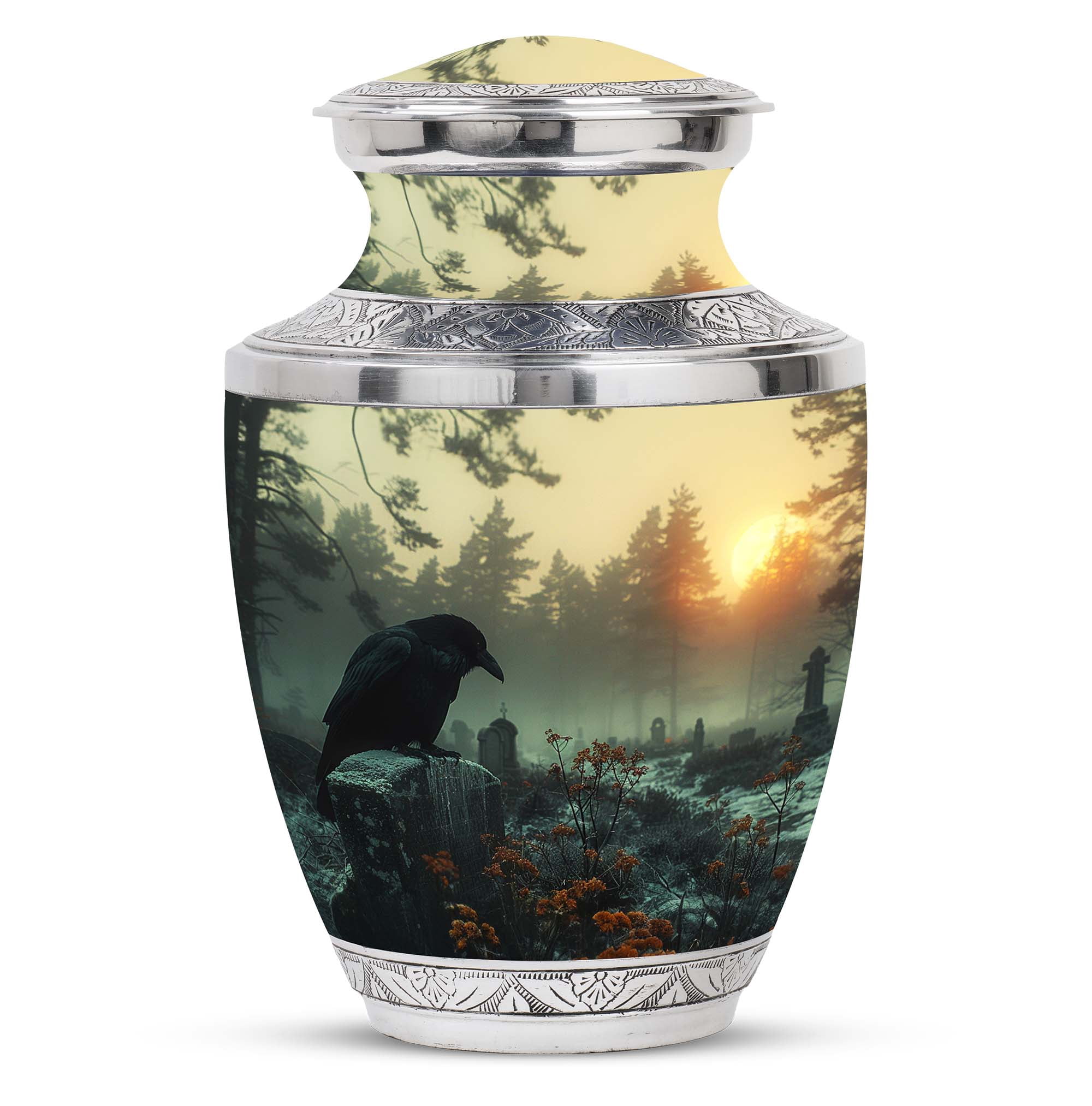 Raven's Silent Watch - Large Cremation Urn for Unique Urn Memorials ...