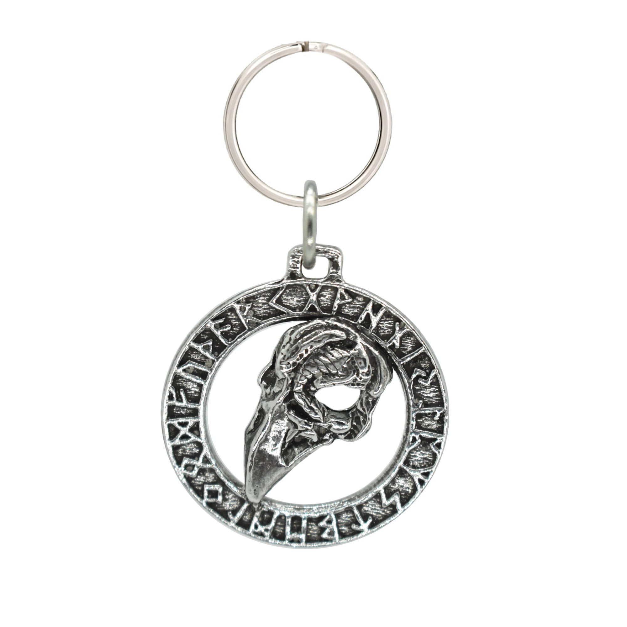 Raven's Skull In Runes Keychain, G017KC, 1 1/2 inch, Pewter, Key Fob ...