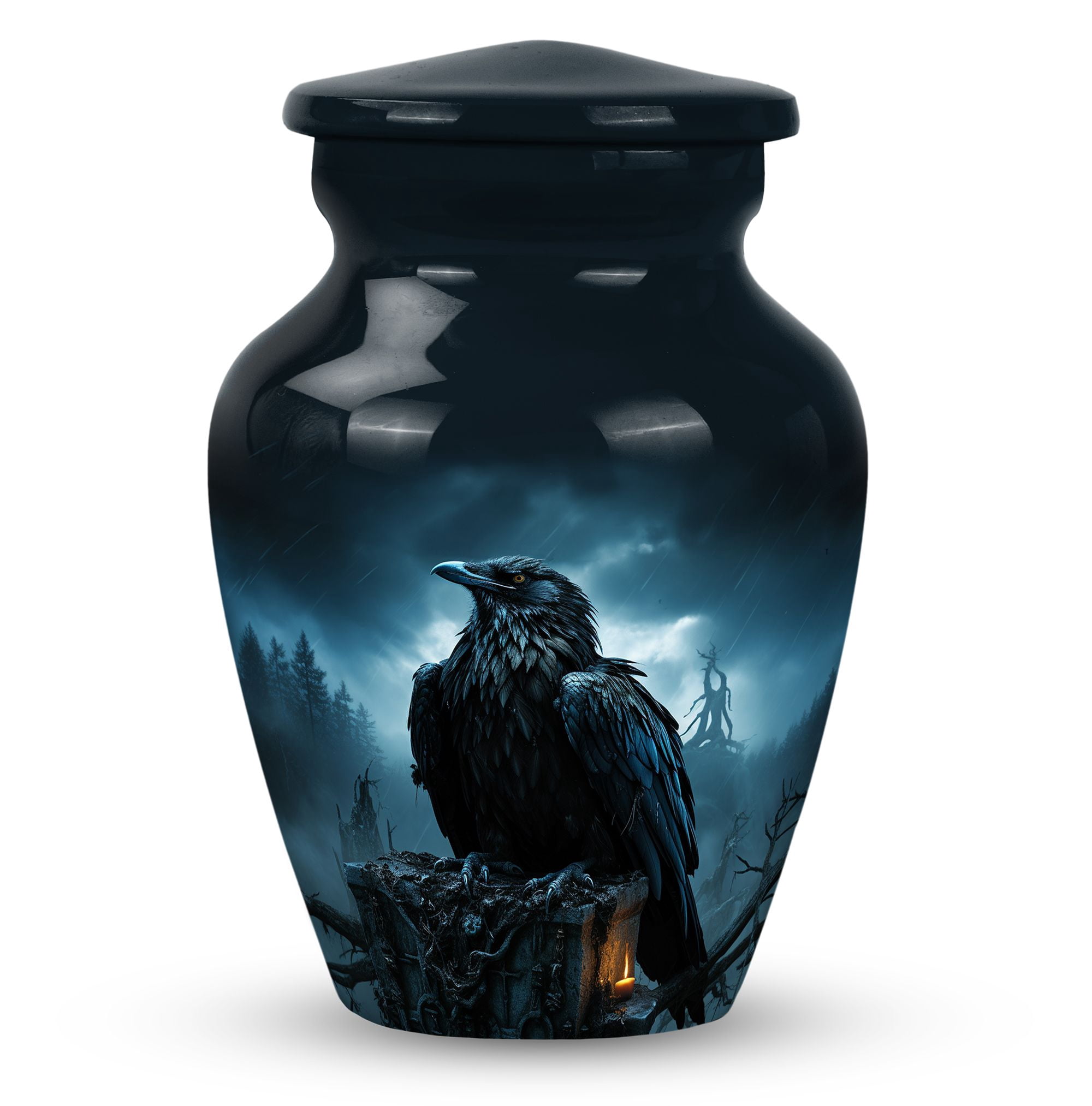 The Raven's Vigil - Small Decorative Urn for Adult Male - Mini Keepsake ...