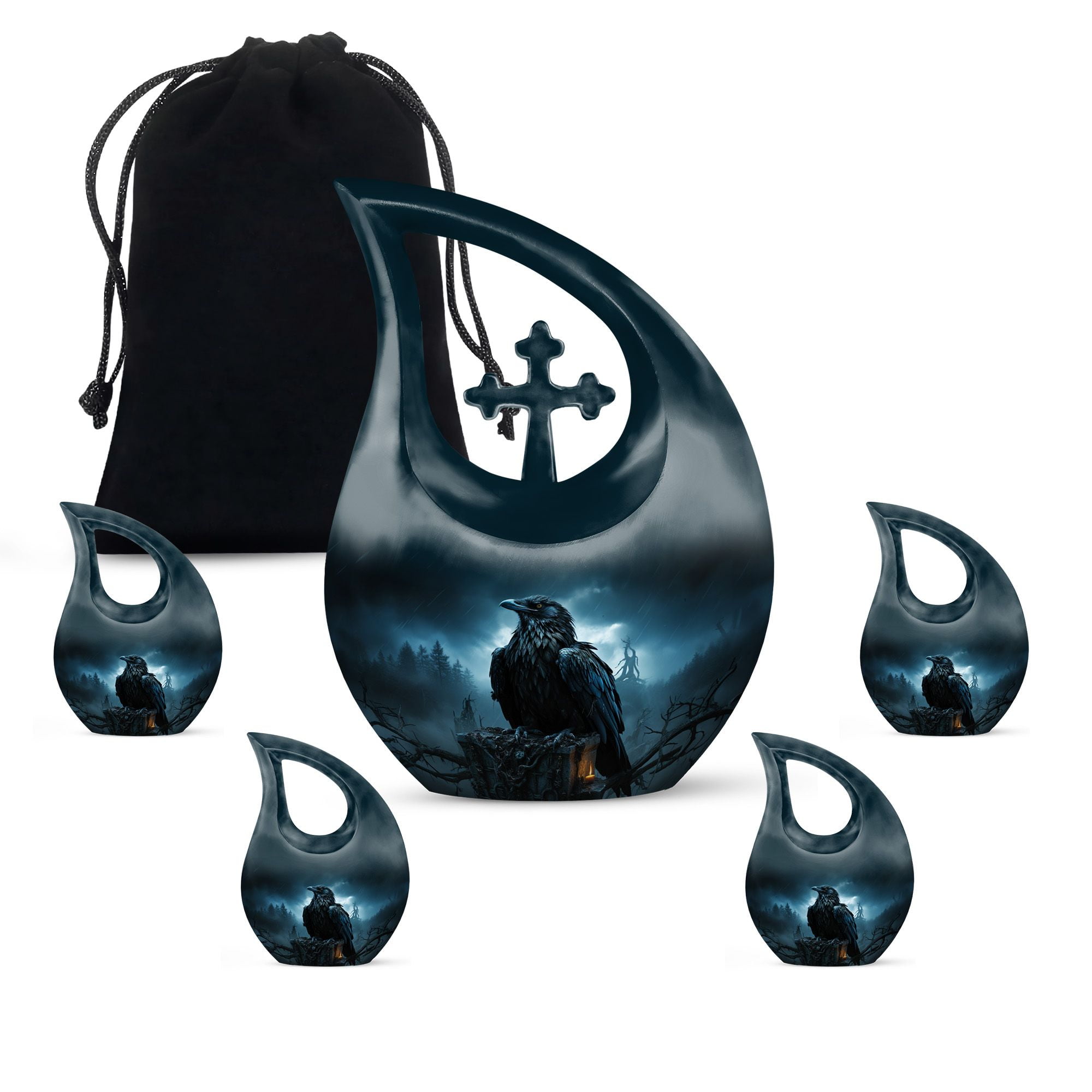 The Raven's Vigil Urn - Cremation Urn Human Ashes - Urn For Ashes Adult ...