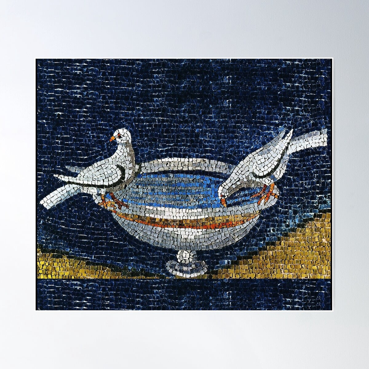 Ravenna Byzantine Mosaics ,Two Doves On Fountain Poster Wall Art ...