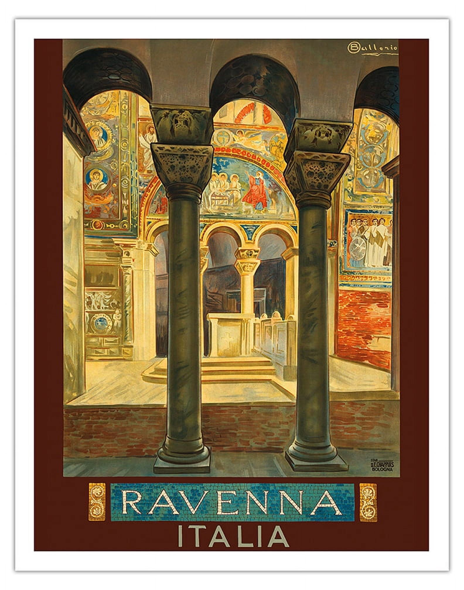 Ravenna Italy (Italia) - Vintage Travel Poster by Osvaldo Ballerio c ...