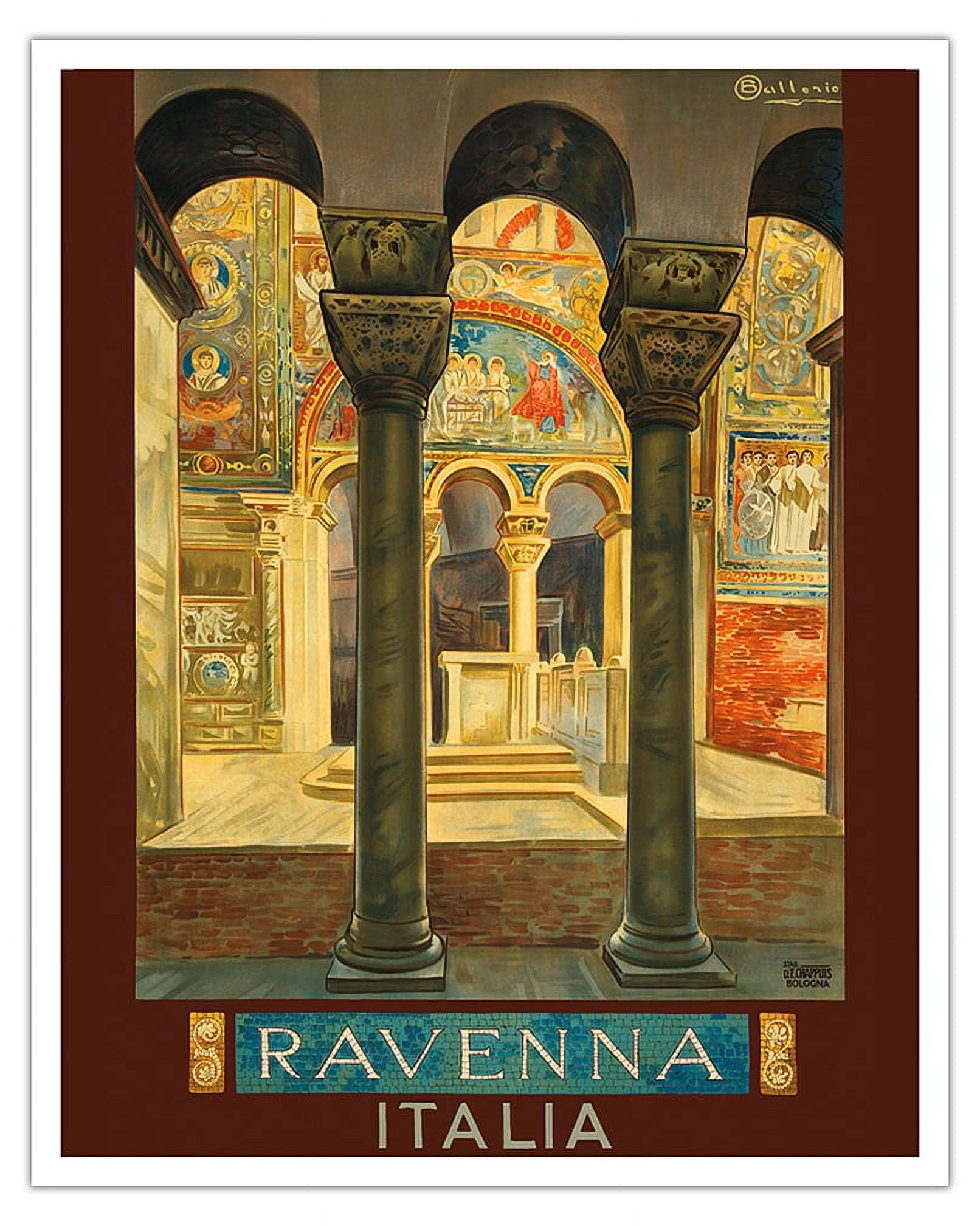 Ravenna Italy (Italia) - Vintage Travel Poster by Osvaldo Ballerio c ...