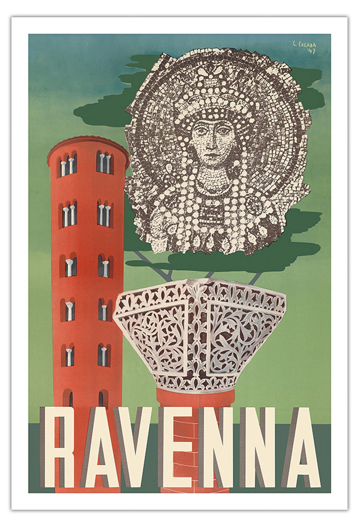 Ravenna Italy - Vintage Travel Poster by Gastone Celada c.1947 - Fine ...