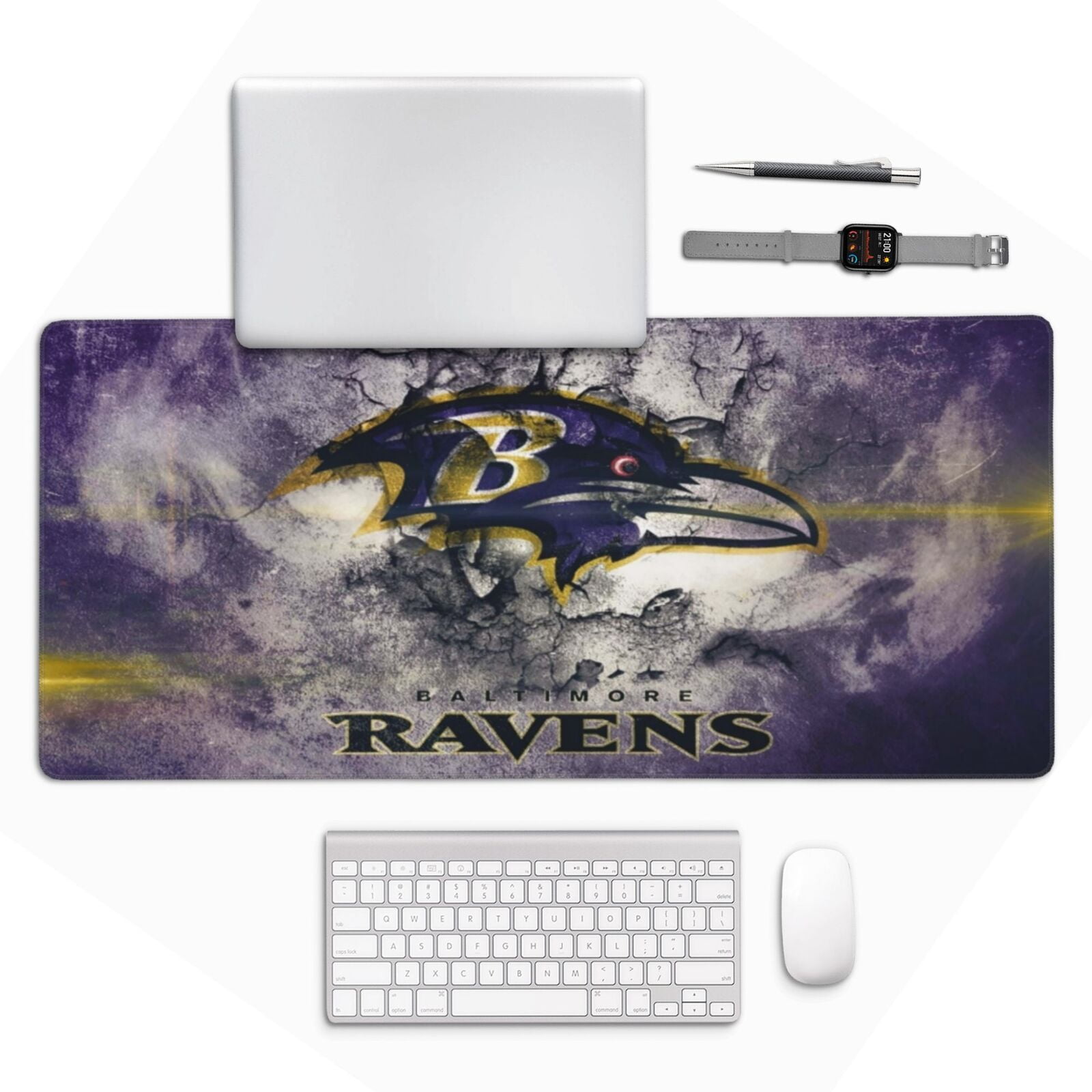 Ravens Football Logo Mouse Pad, Personalized Oversized Rubber Keyboard ...