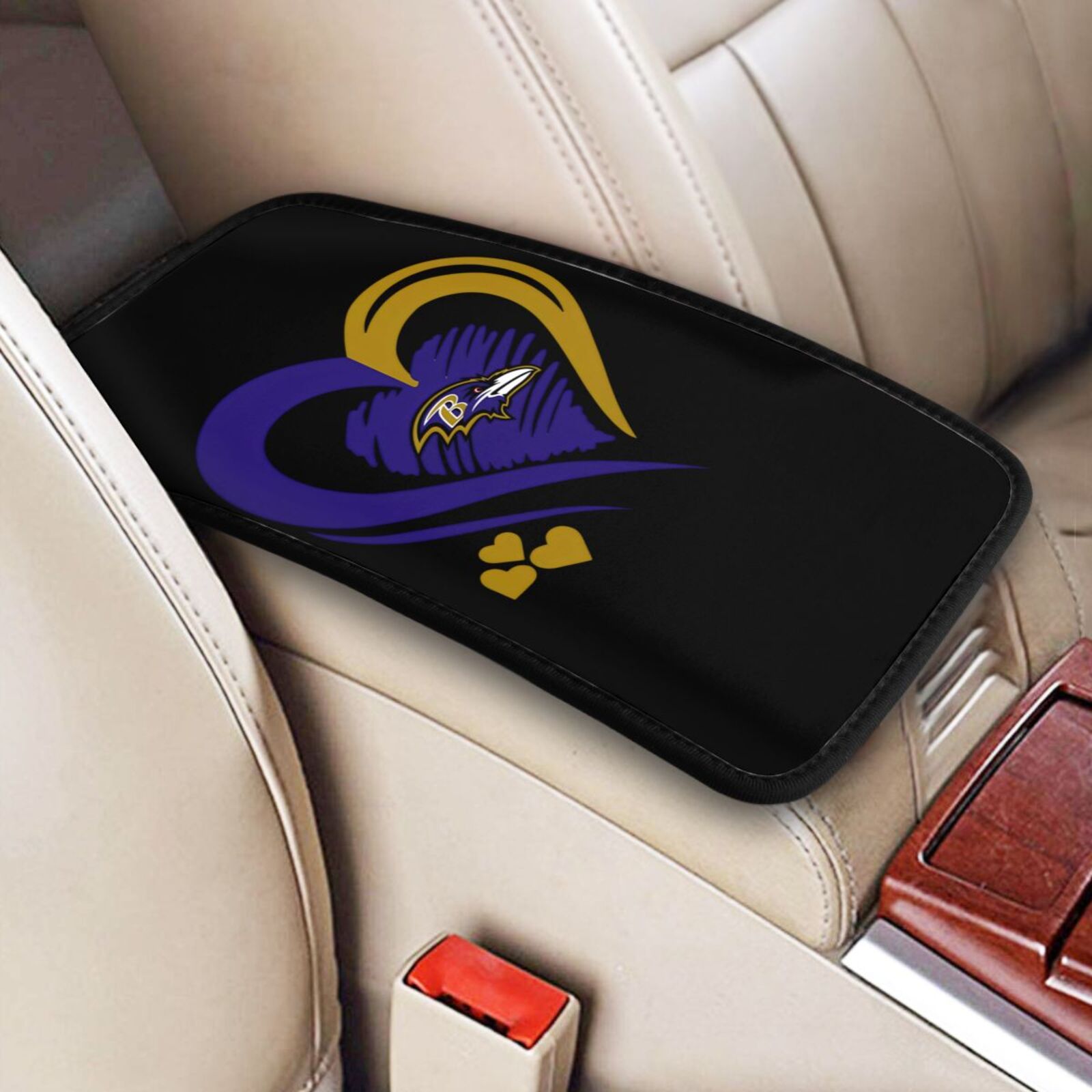 Ravens Football Team Custom Car Armrest Cover, As A Gift For Loyal Fans ...