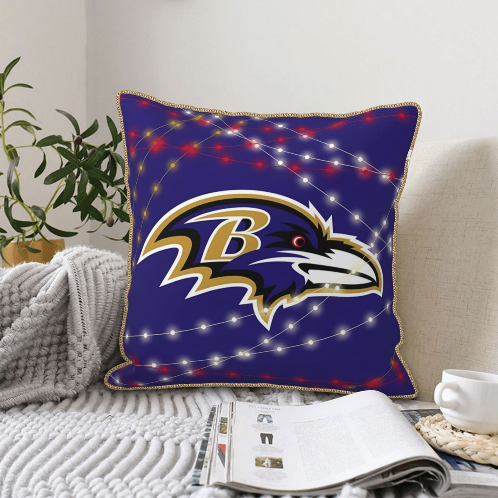 Ravens Football Team Custom Velvet Border Pillow Cover Decorative ...
